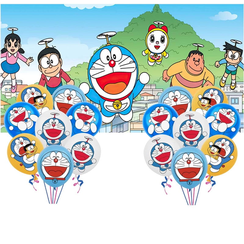 Doraemon Party Supplies Latex Balloons Decor Banner Backdrop Kit ...