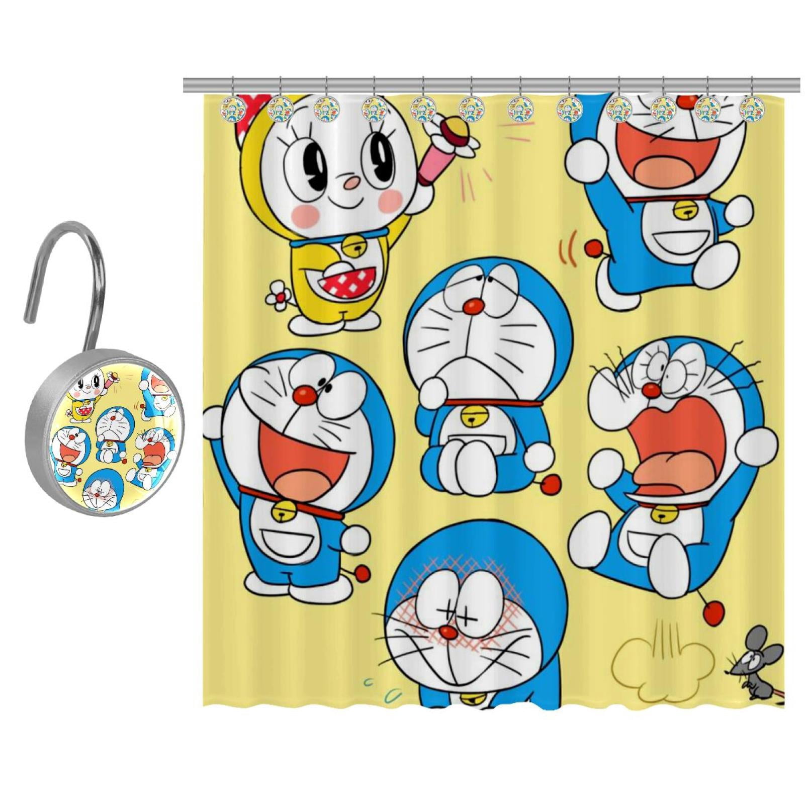 Doraemon Printed Shower Curtain with 9 Hooks 36" x 72" - Walmart.com
