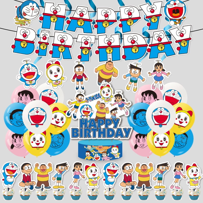 Doraemon Themed Birthday Scene Arrangement Party Decorations Banners ...