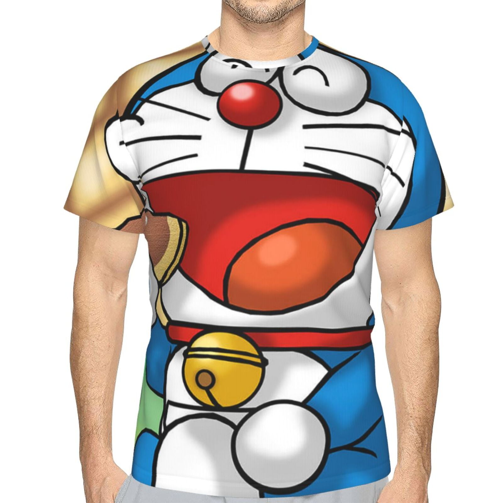 Doraemon Unisex T-Shirts 3D Printed Round Short Sleeve Athletic Tops ...