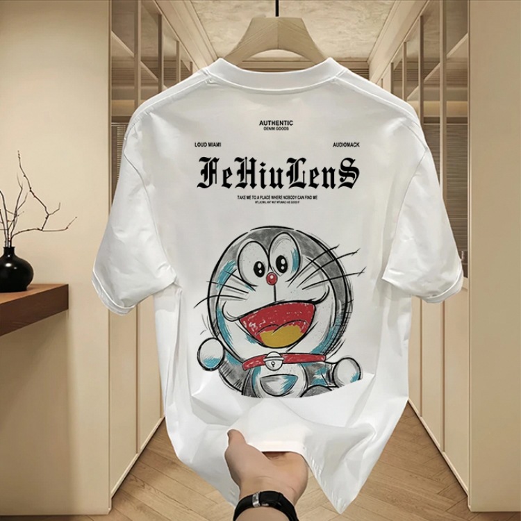 Doraemon's new cotton short-sleeved T-shirt men's printing tide brand ...