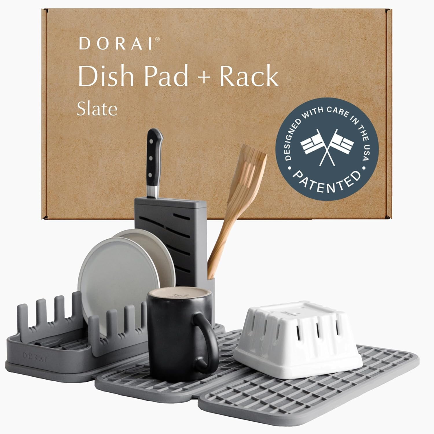 Dorai Home Collapsible Drying Rack and Stone Dish Pad – Foldable Dish ...