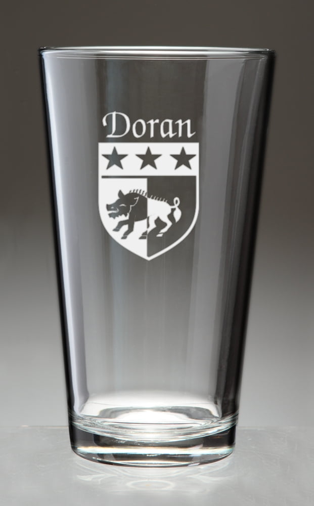Doran Irish Coat of Arms Pint Glasses - Set of 4 (Sand Etched ...