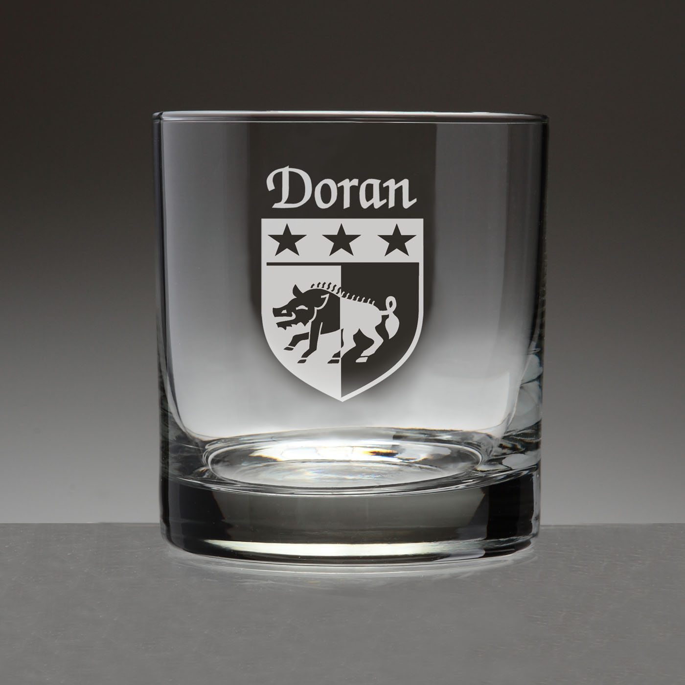 Doran Irish Coat of Arms Tumbler Glasses - Set of 4 (Sand Etched ...