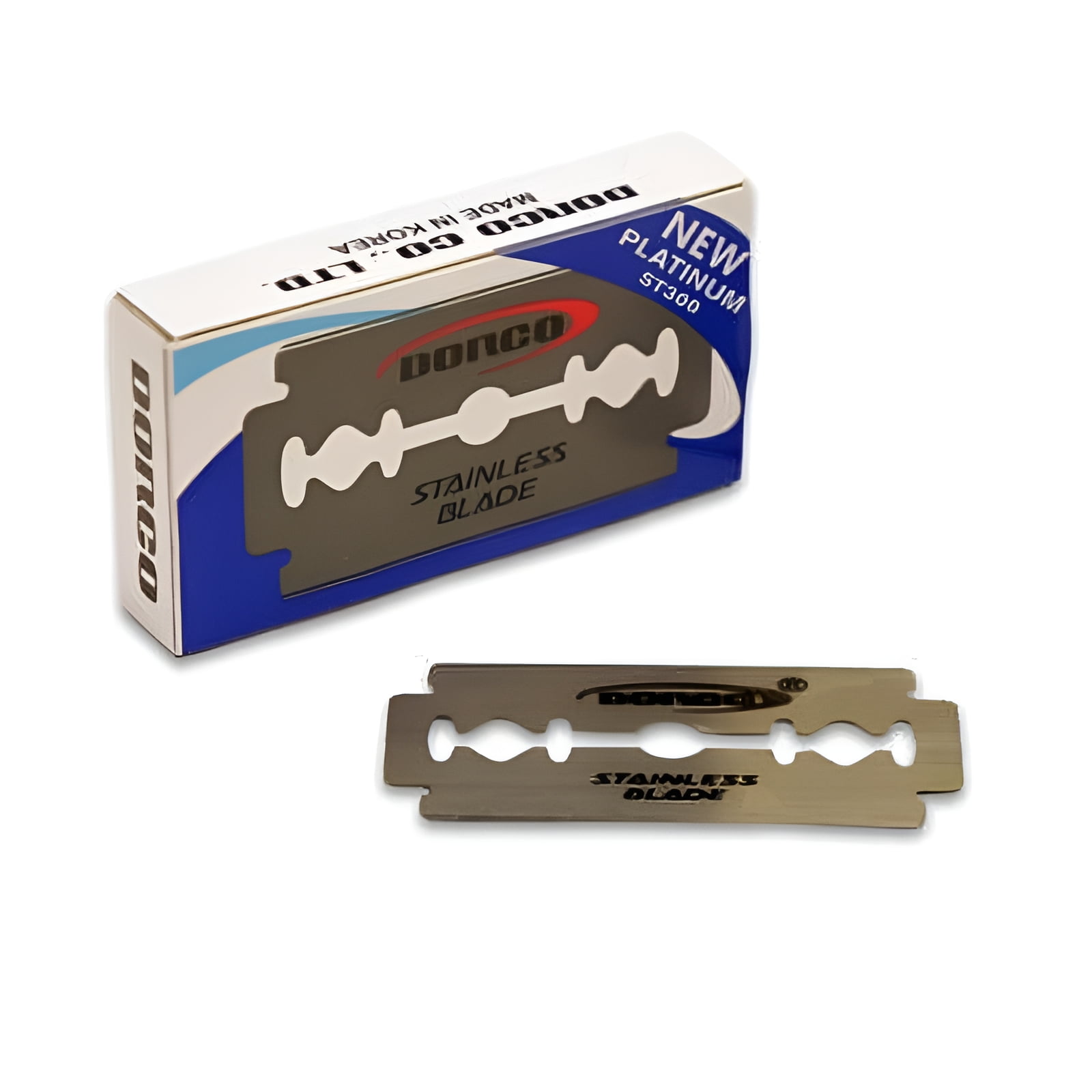 Dorco Platinum ST-300 Double Edge Razor Blades, Stainless Steel, 10ct ...