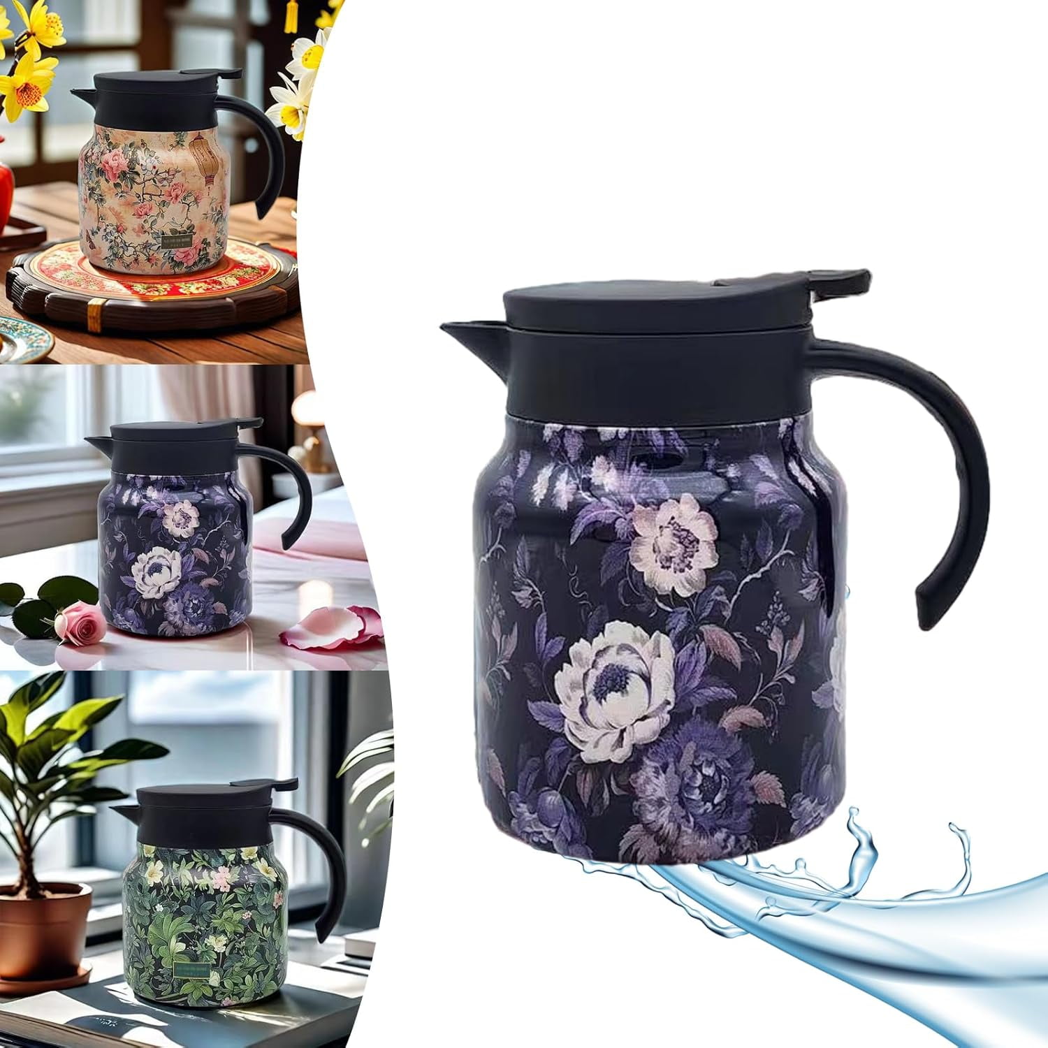 Doresty Tea Thermos, Raidley Vintage Floral Pattern Tea, Vintage Floral ...