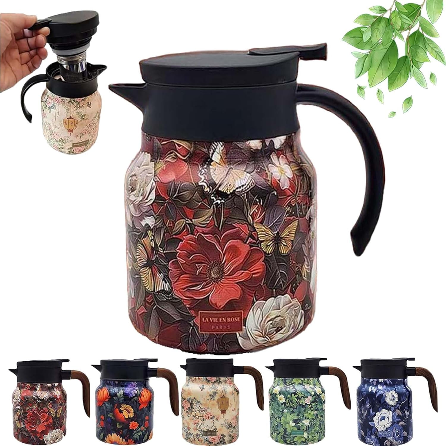 Doresty Teapot, 2025 NEW Doresty Tea Pot, Vintage Floral Pattern Tea ...