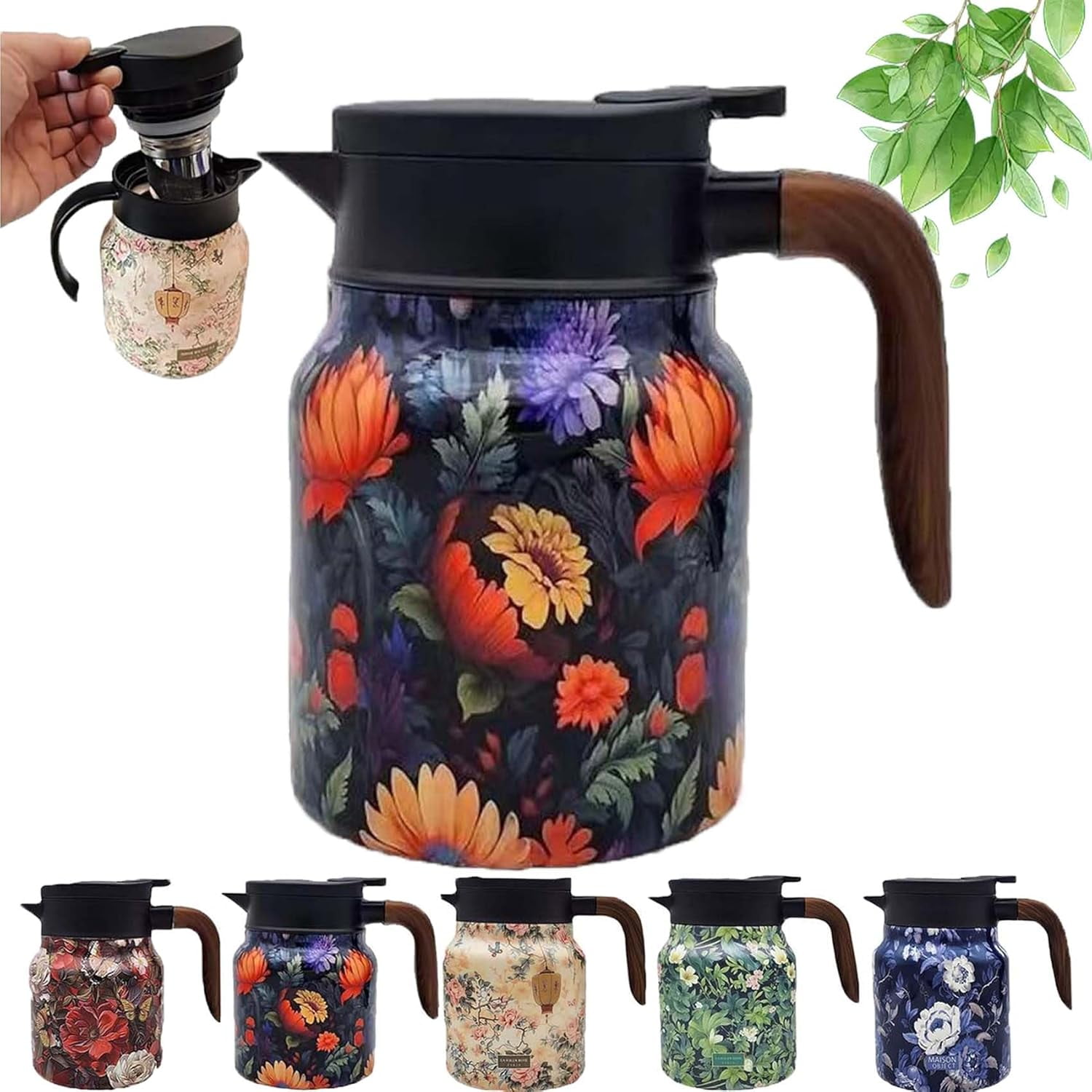 Doresty Teapot, 2025 NEW Doresty Tea Pot, Vintage Floral Pattern Tea ...