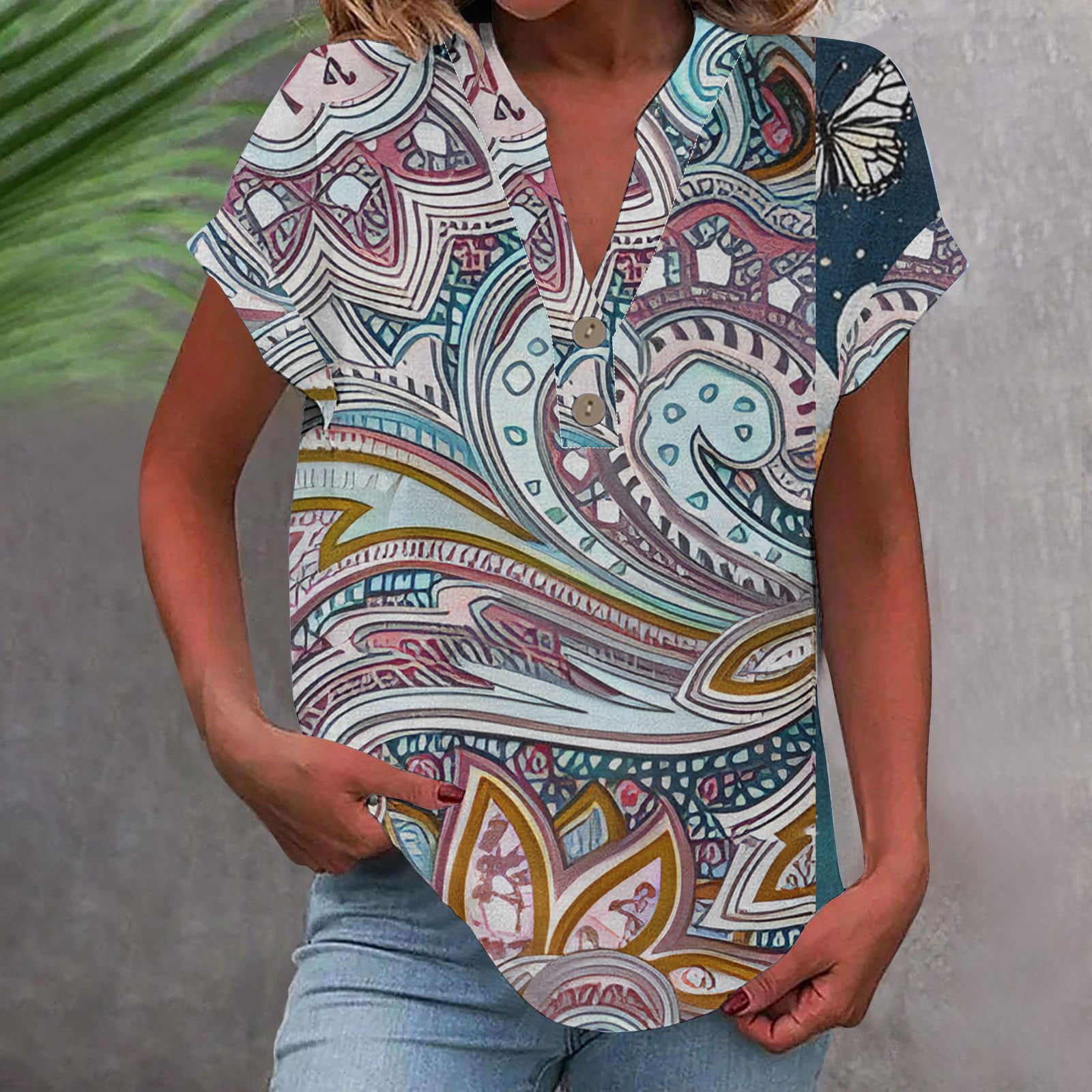 Doriano 2025 Trendy Women's Short - Sleeve V - Neck T - Shirts Casual ...