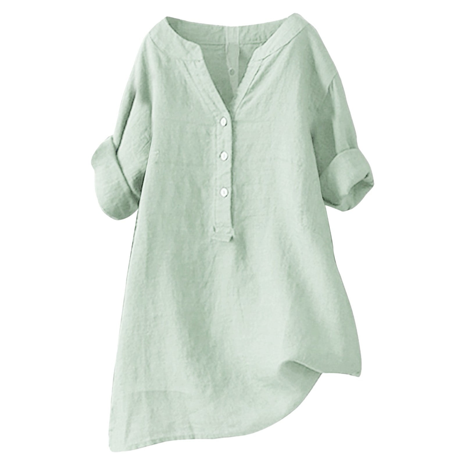 Doriano Elegant Loose Fit Button-Up Shirt with Stand Collar & Medium ...
