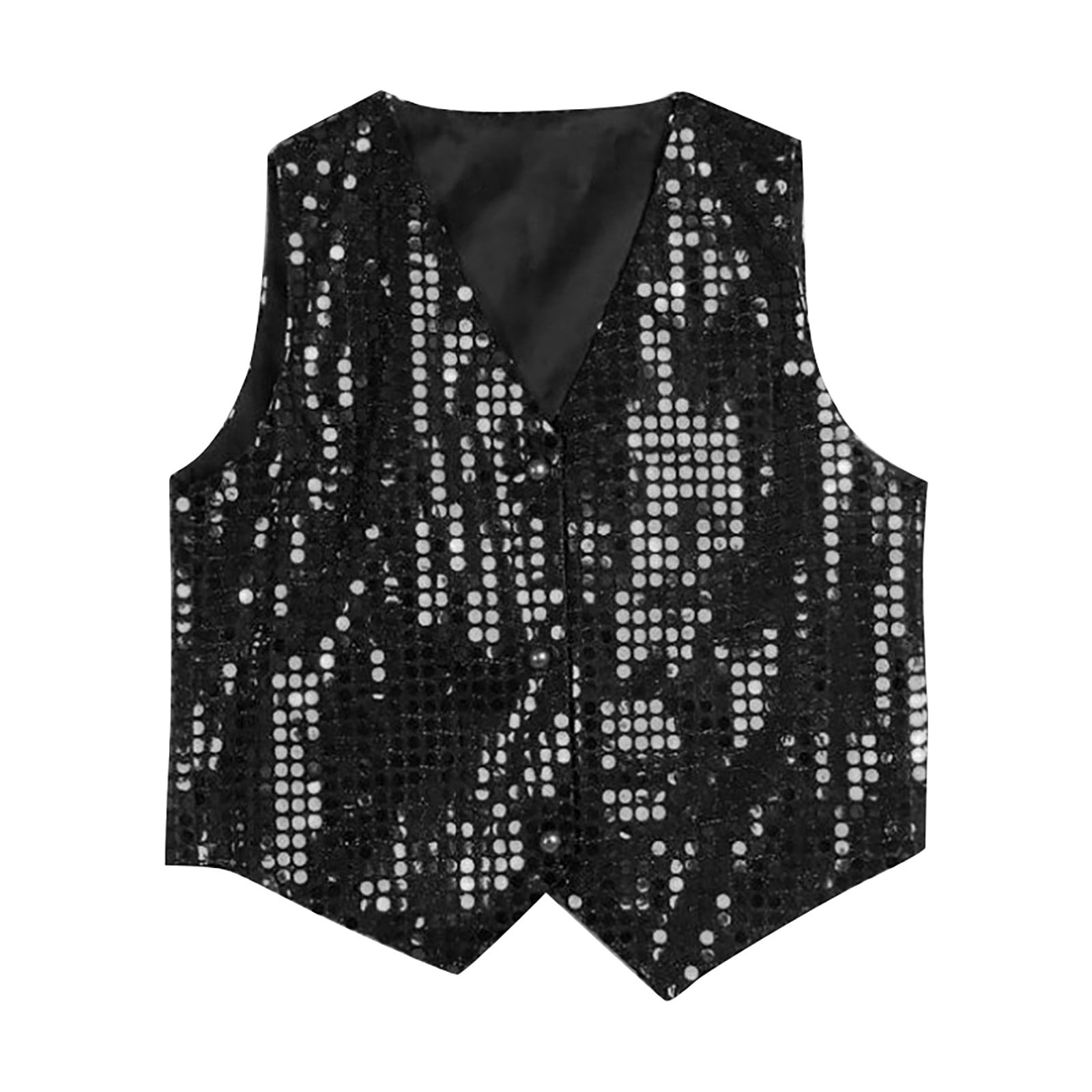 Doriano Unisex Glitter Sequin Sleeveless Colorful Vest for Costume ...