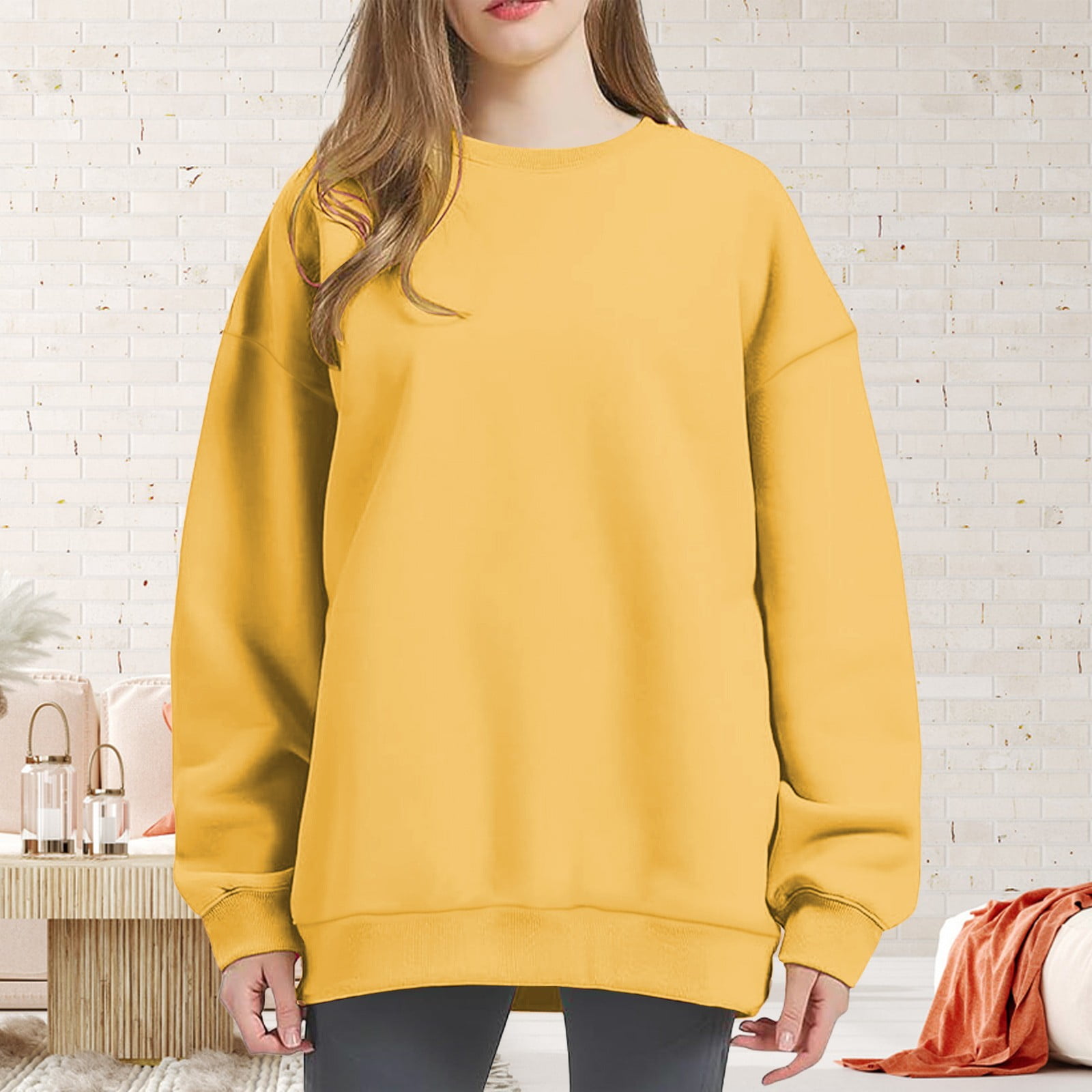 Doriano Women's Long Sleeve Solid Color Pullover Sweatshirt ...