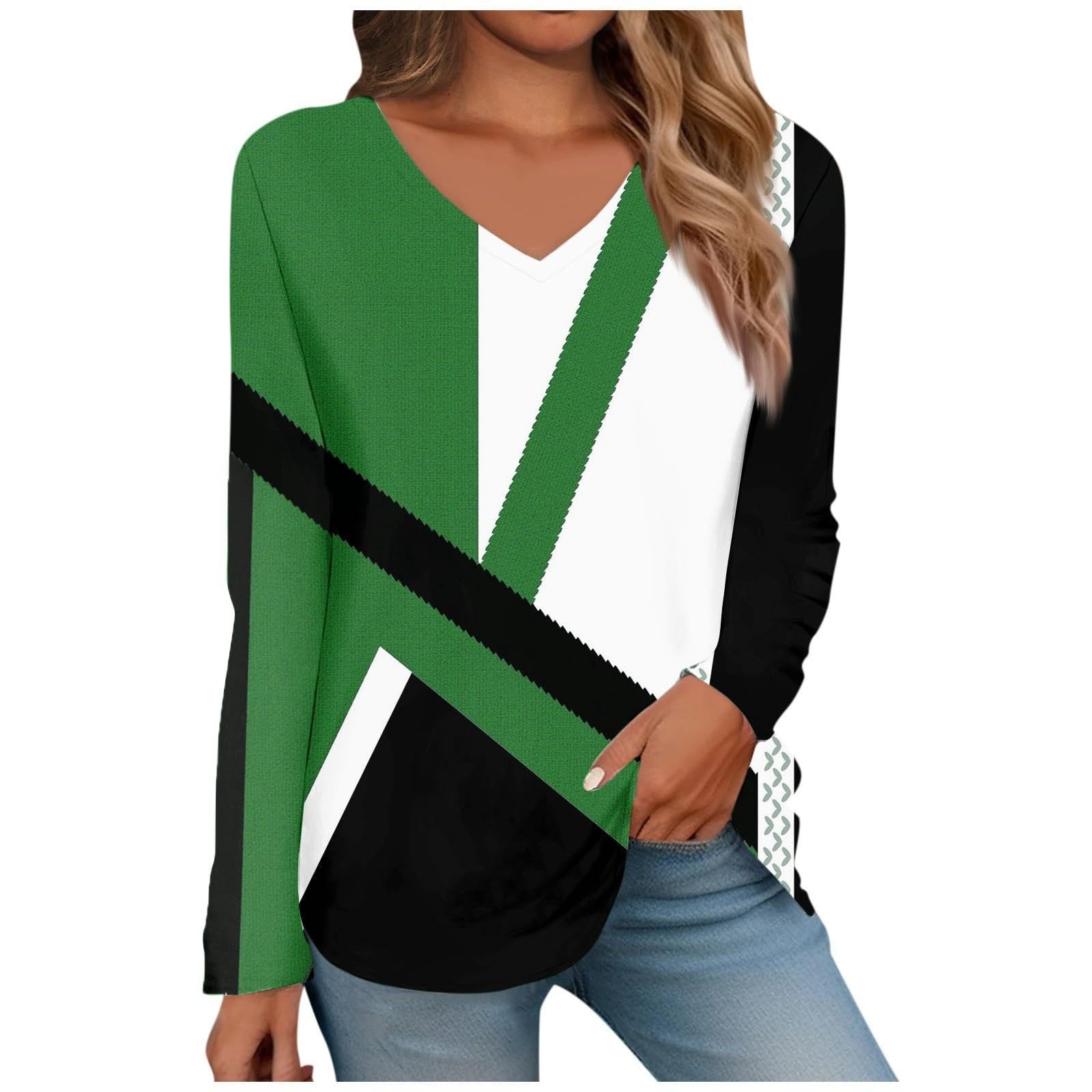 Doriano Women's V-Neck Long Sleeve Floral & Botanical Print T-Shirt ...