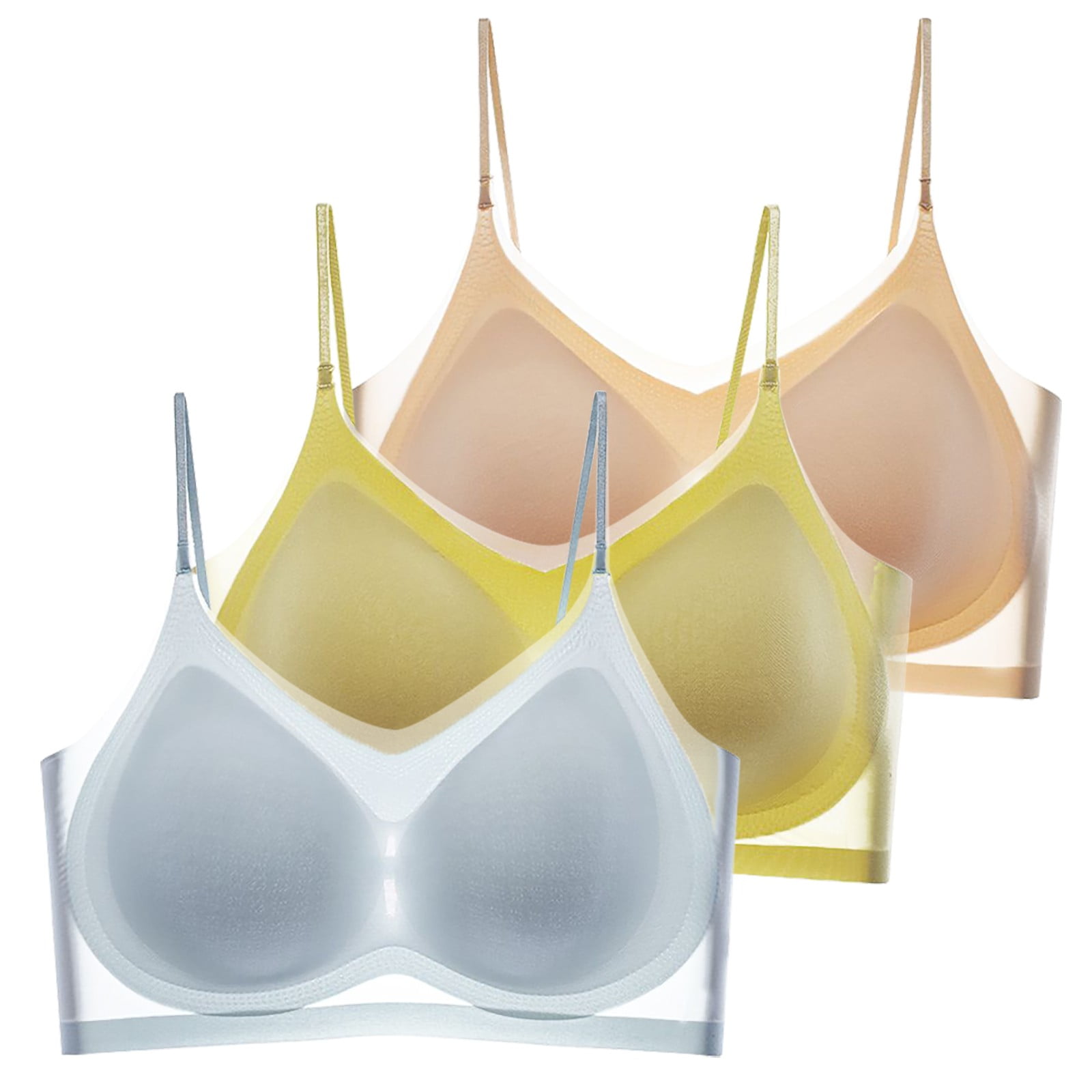Dorinao 3Pc Summer Thin Ice Silk Wireless Bra Set – Plus Size Cooling Comfort with Removable ...