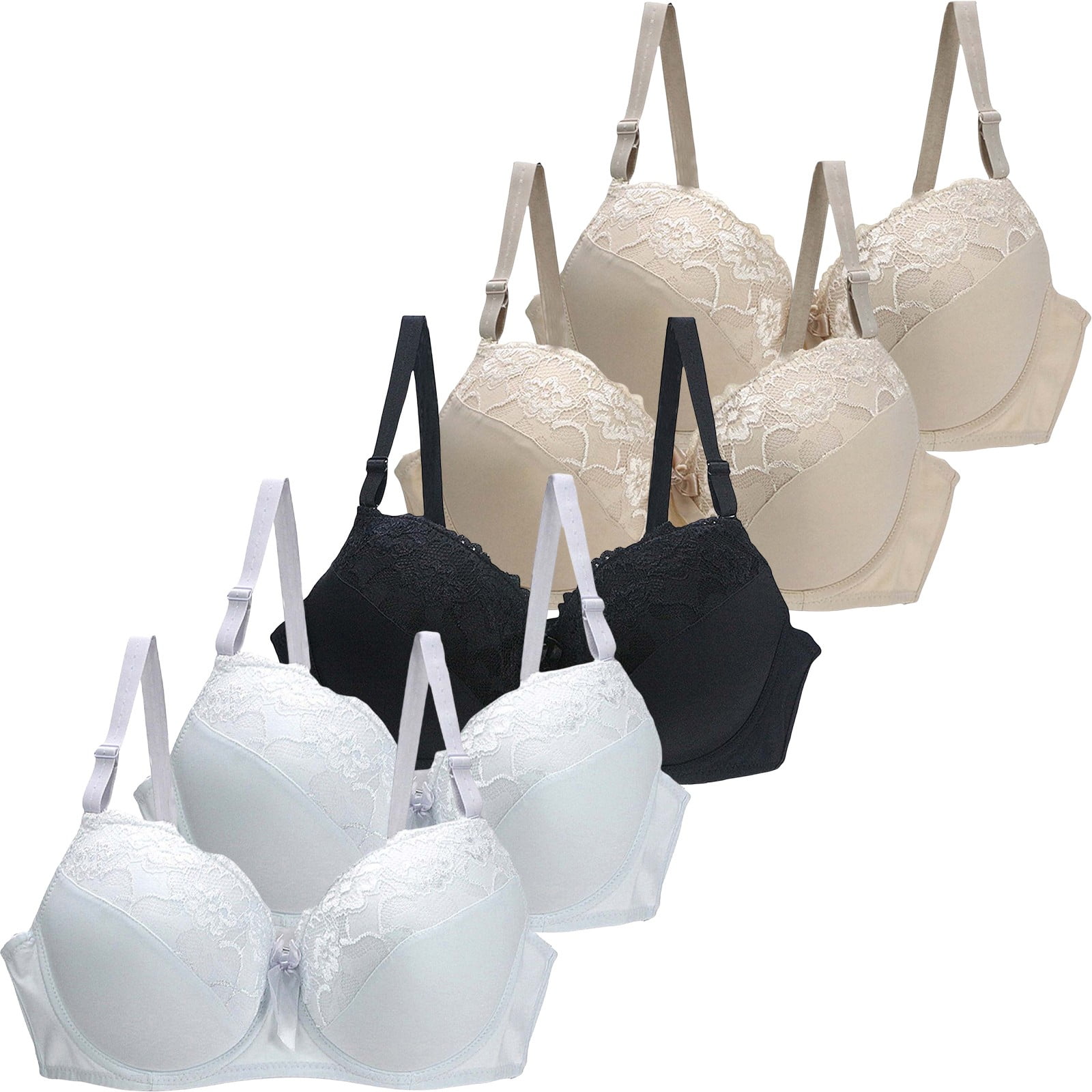 Dorinao 4Pc Plus Size Underwire Lace Bra Set – Bcde Cups 34-44 with Sexy Embroidery & Full ...