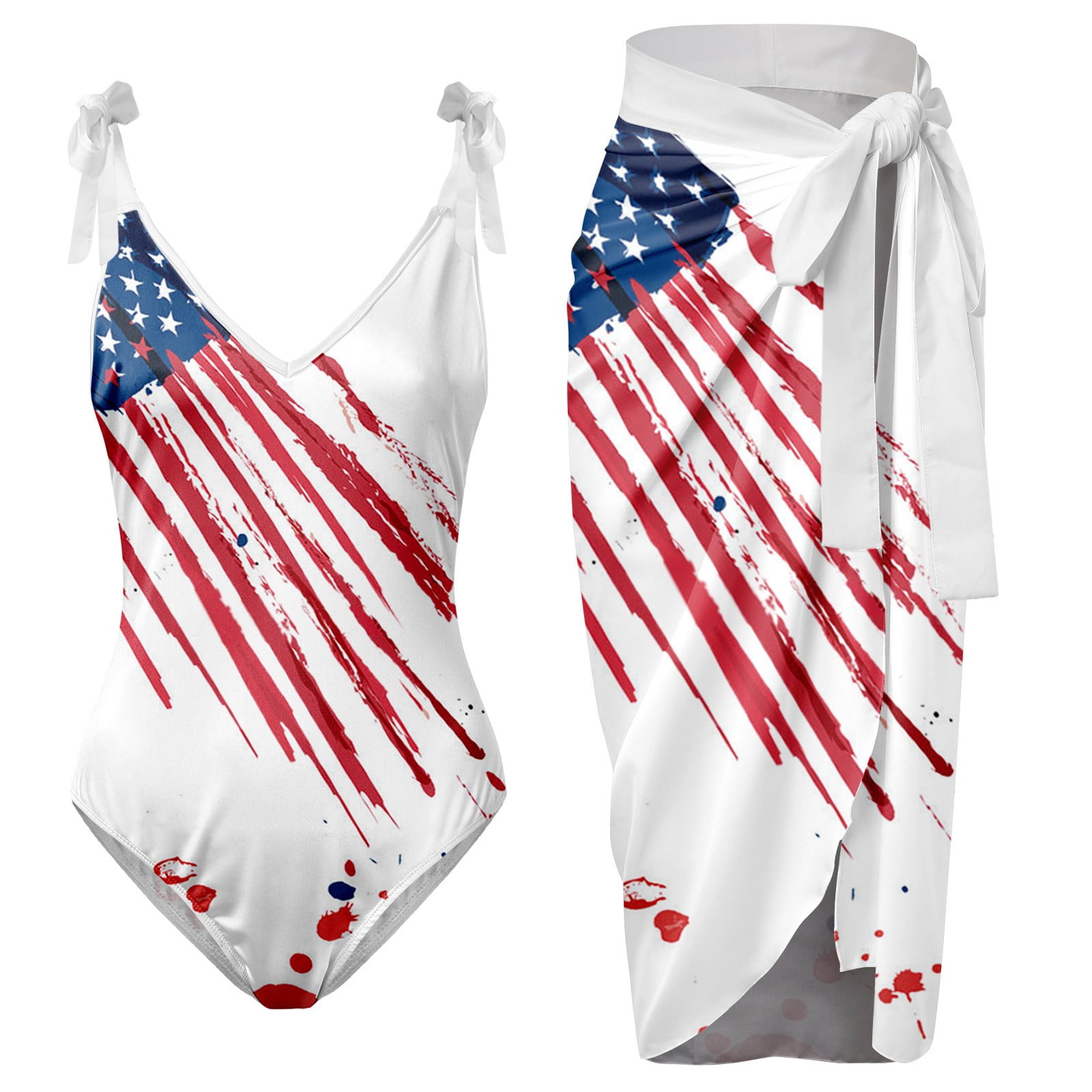 Dorinao Independence Day Two-Piece Bikini Set for Women - Retro Print ...