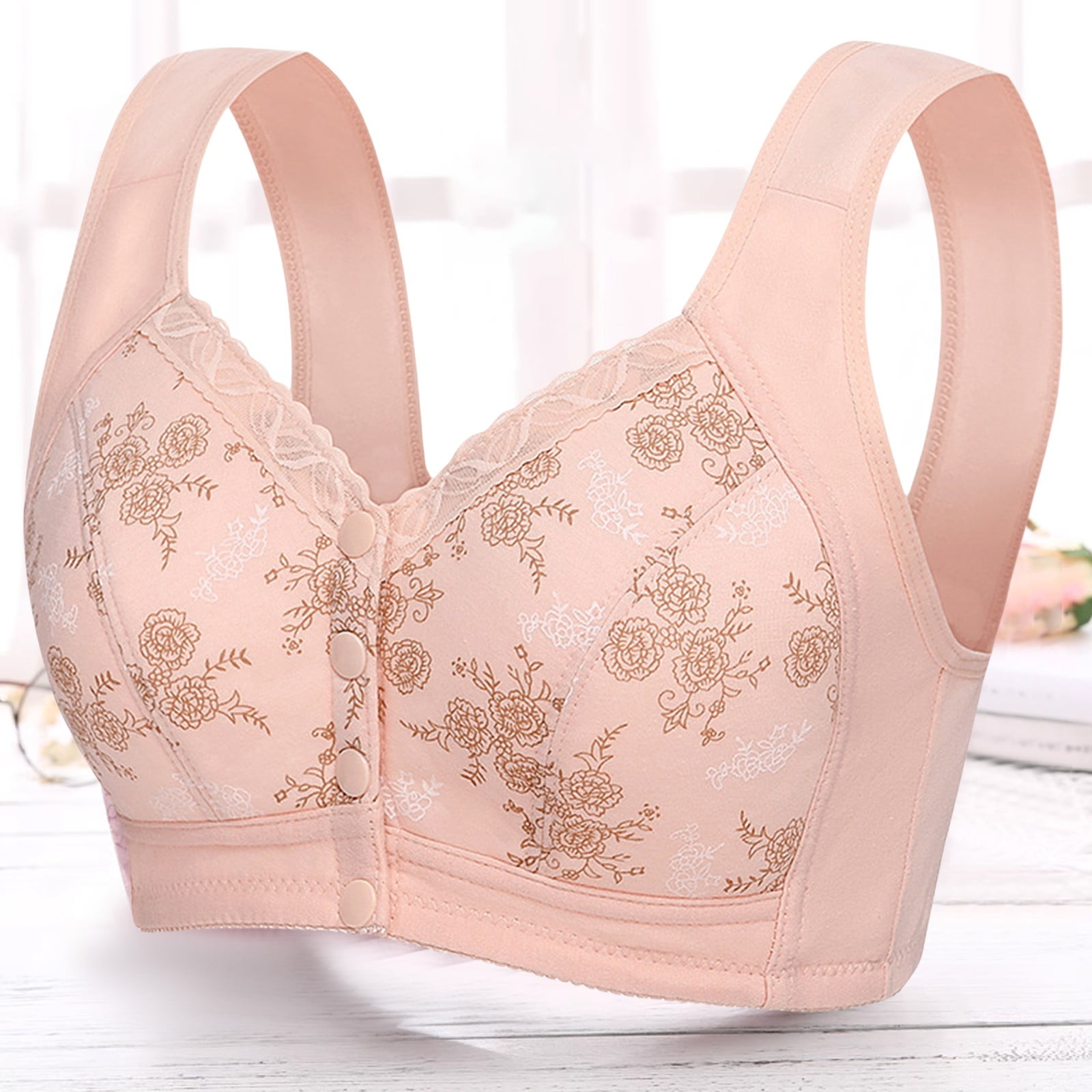 Dorinao Women's Plus Size Wireless Front Closure Bra with Rabbit Ear ...