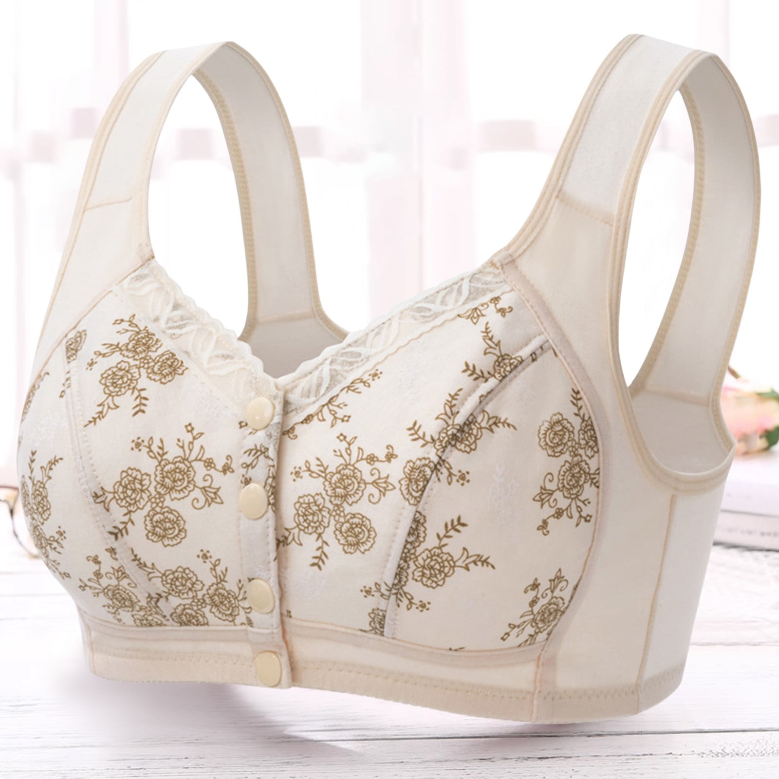 Dorinao Women's Plus Size Wireless Front Closure Bra with Rabbit Ear ...