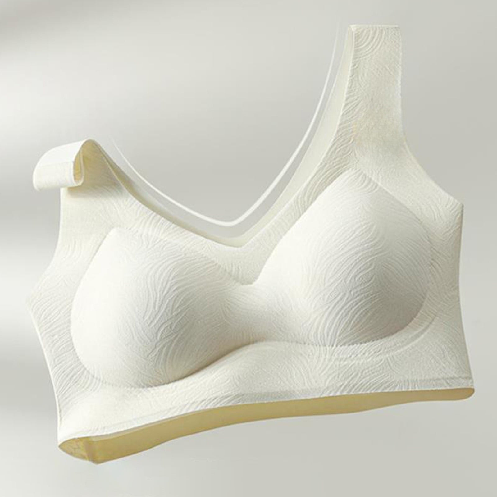 Dorinao Women's Wide Straps Wireless Bra – Gathered Side Breast Support ...