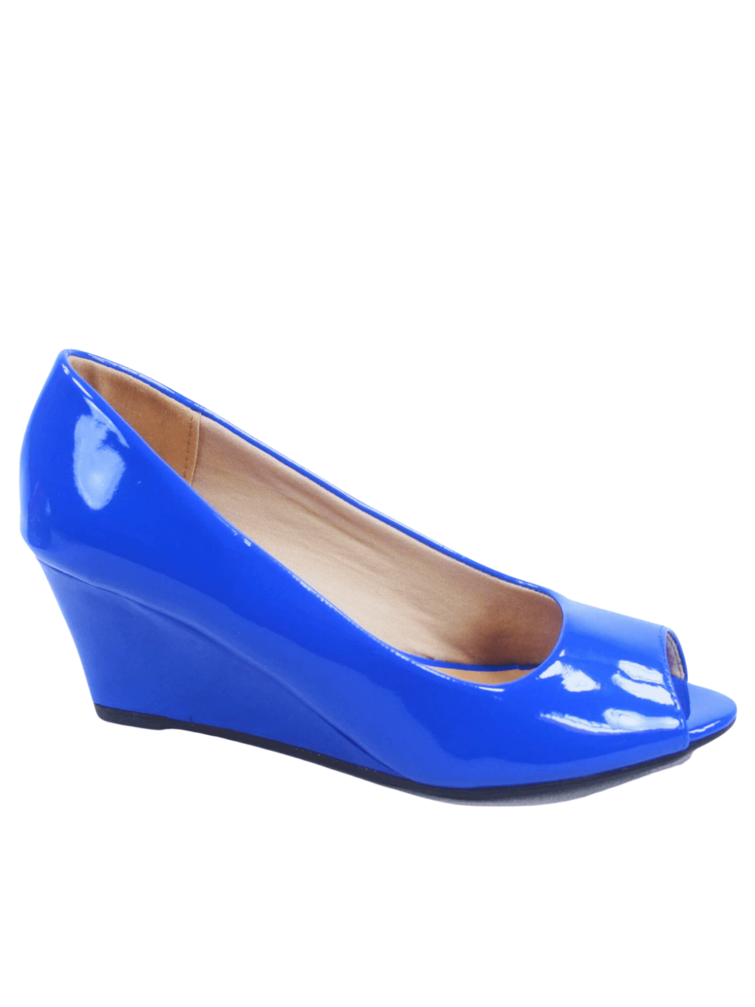 Doris-12 Women's Open Peep Toe Patent Wedge Heel Shoes - Walmart.com