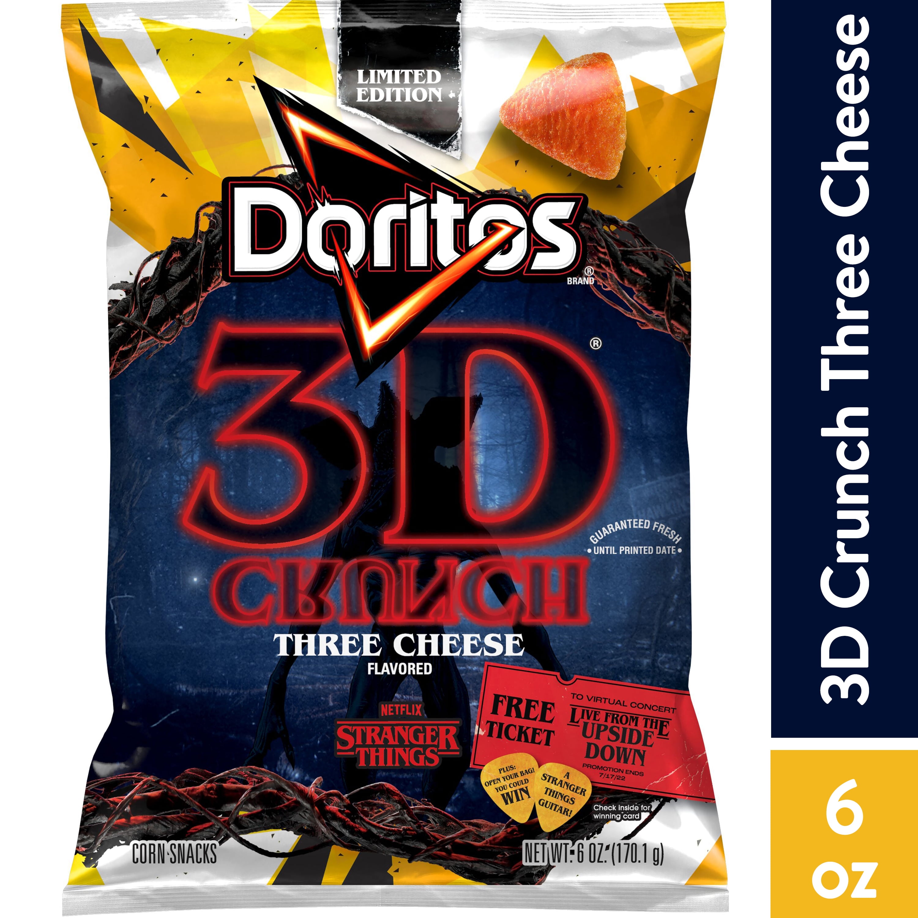 Doritos 3D Crunch Three Cheese Flavored Corn Snacks, 6 oz - Walmart.com