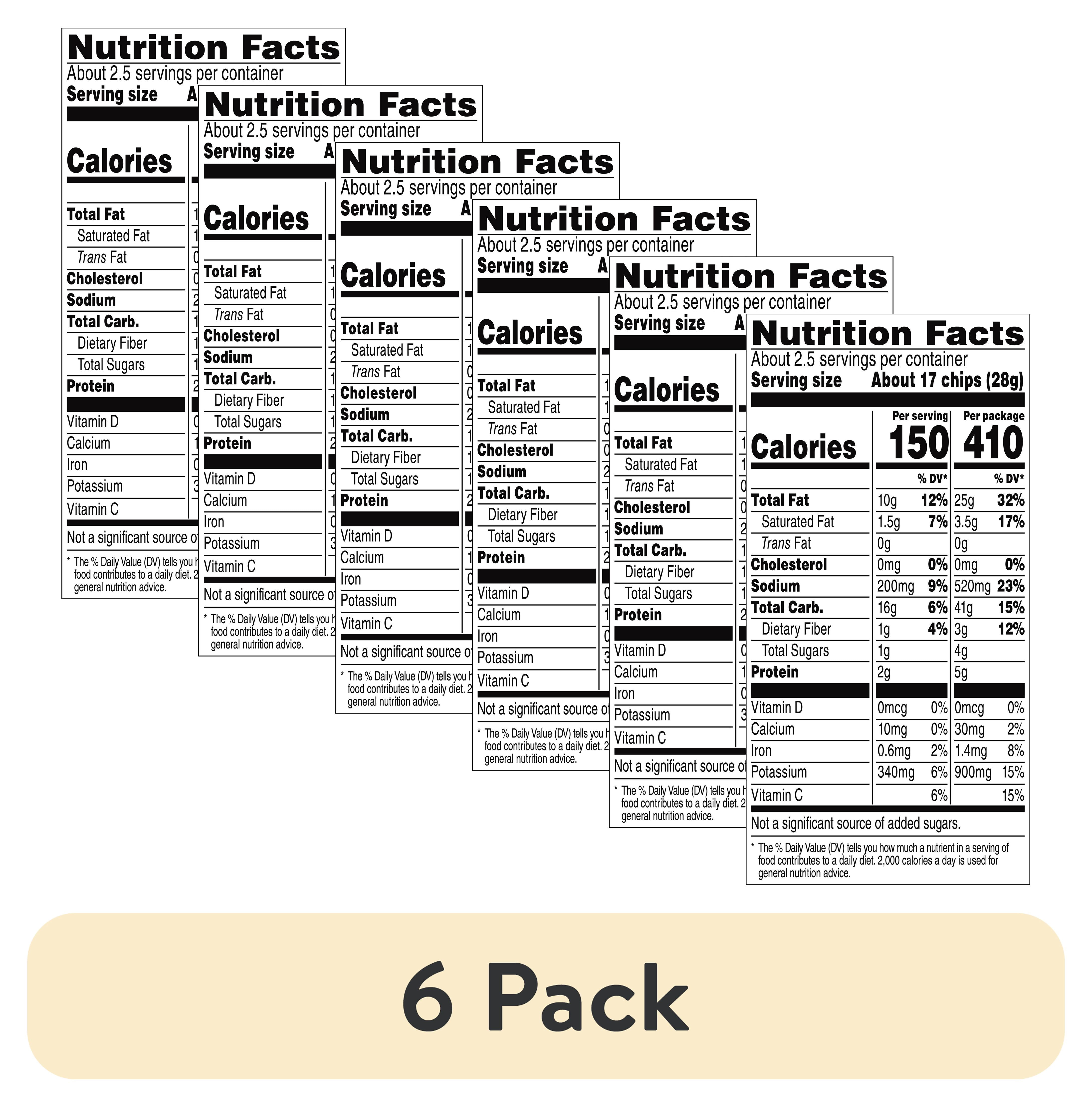 (6 pack) Doritos, Cool Ranch Flavored Tortilla Chip Snack Chips, 2 ...