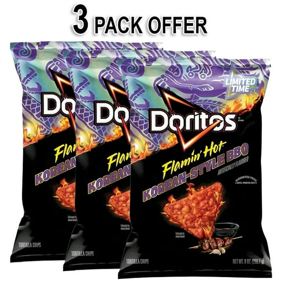 Doritos Flamin Hot Korean Style BBQ 9.0 Ounce Bag (3 Pack Offer) - Walmart.com