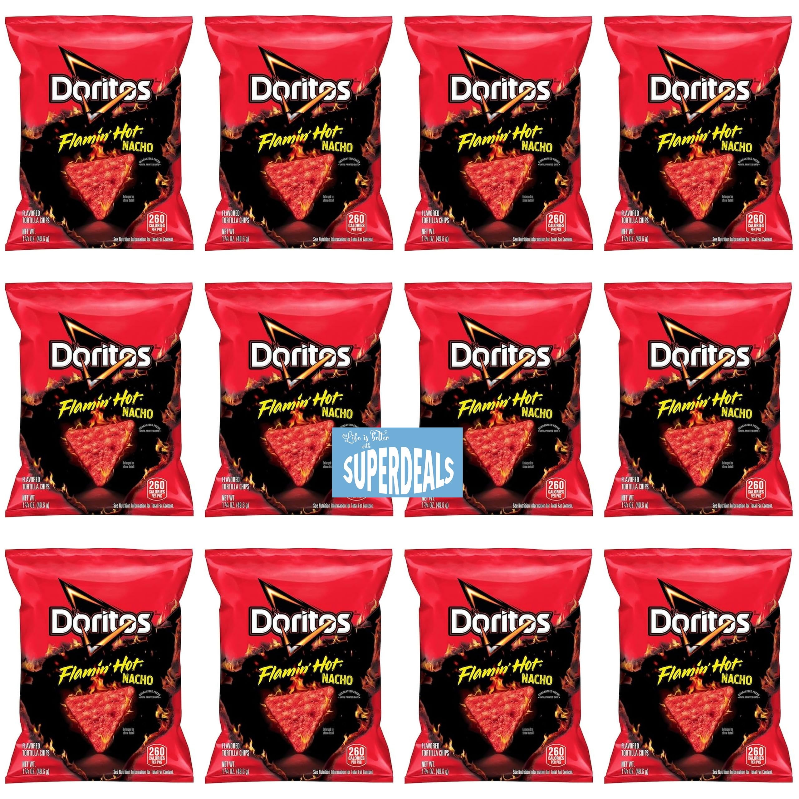 Doritos Flamin Hot Nacho Tortilla Chips, 1.75 oz, 12 Pack with Mystery ...