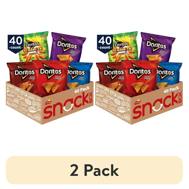 (2 pack) Doritos Tortilla Chips Variety Pack Snack Chips, 40 Count ...