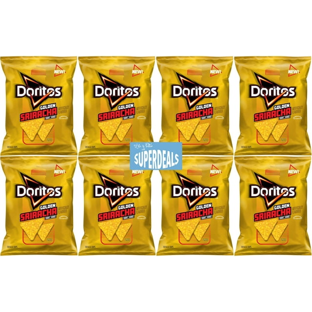 Doritos Golden Sriracha Flavored Tortilla Chips, 2.5 oz Bags, 8 Count ...