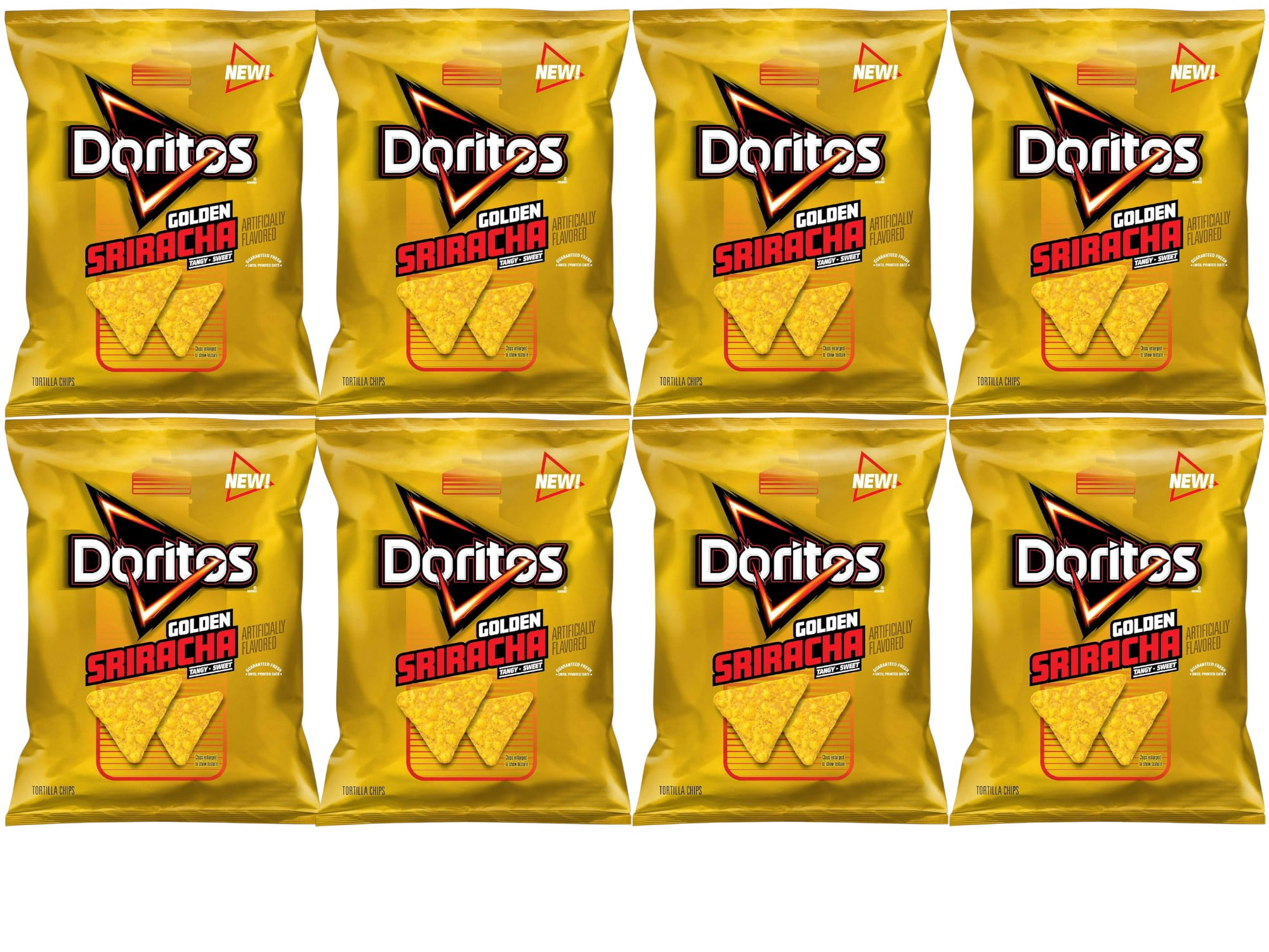 Doritos Golden Sriracha Flavored Tortilla Chips, 2.5 oz Bags, Pack of 8 ...