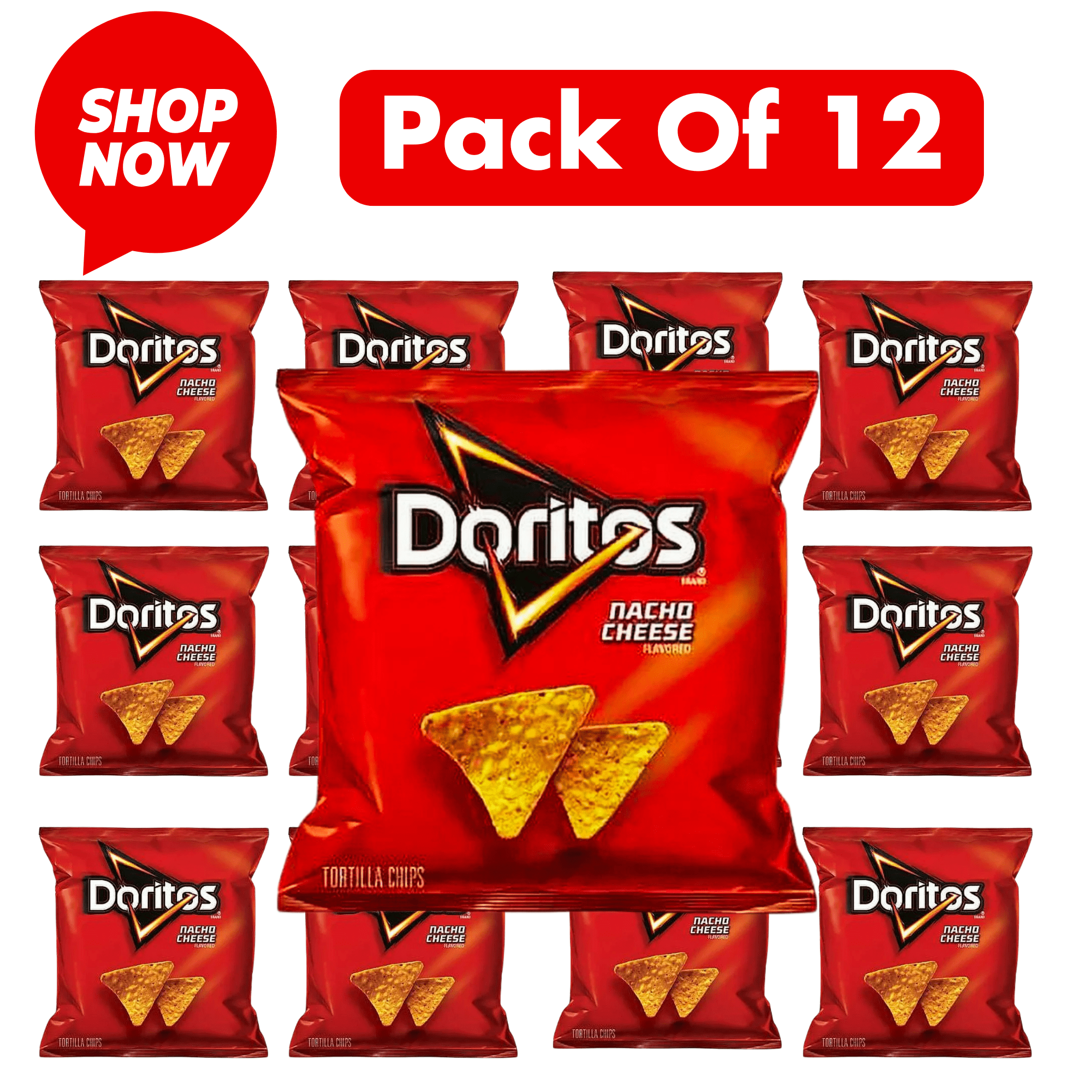 Doritos Nacho Cheese Tortilla Chips, 1 oz Single-Serve Bags (12 Pack ...