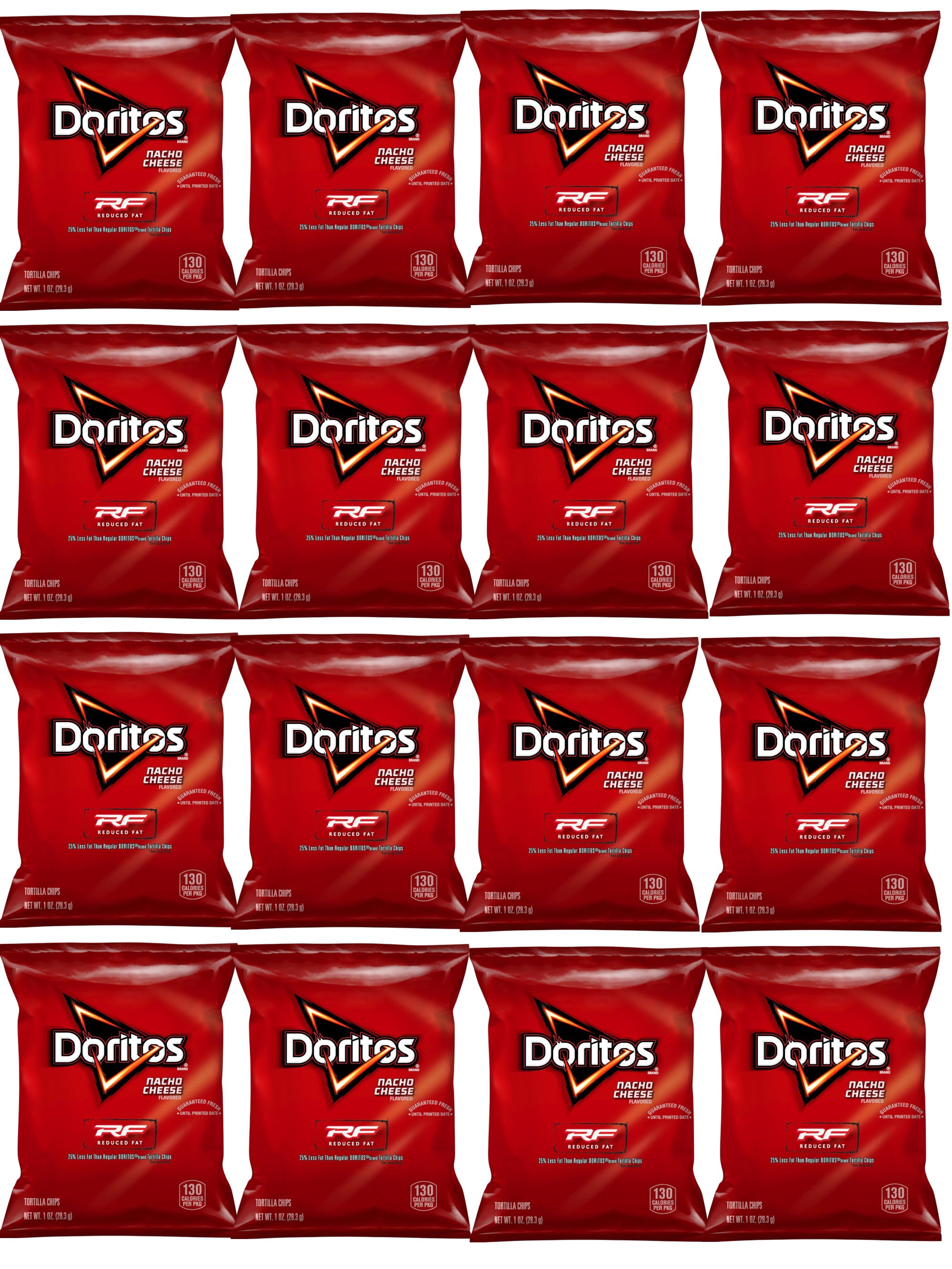 Doritos Nacho Reduced Fat Tortilla Chips, 1 oz Bags, Pack of 16 ...