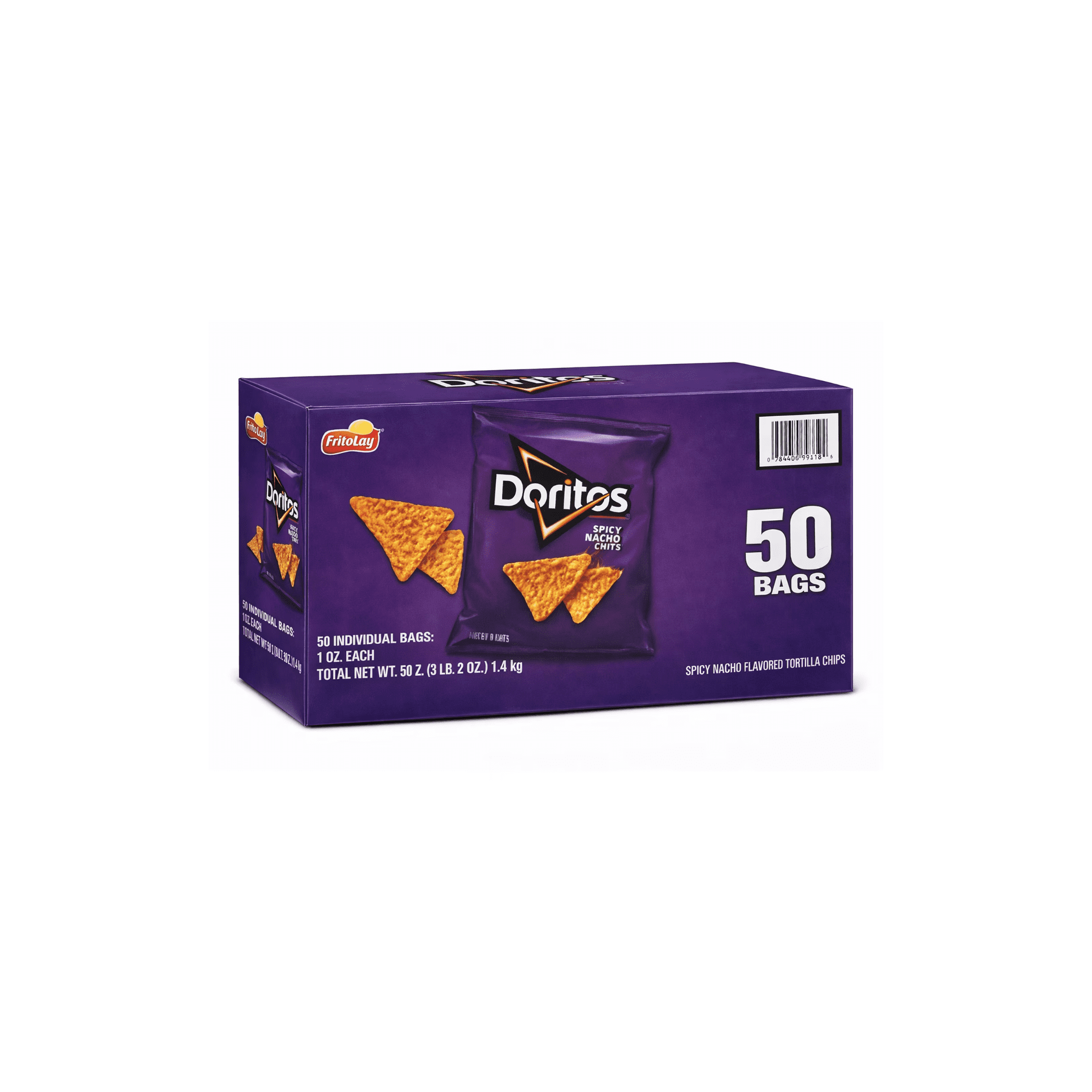 Doritos Spicy Nacho Tortilla Chips, 50 Count Snack Packs (1 oz Each ...