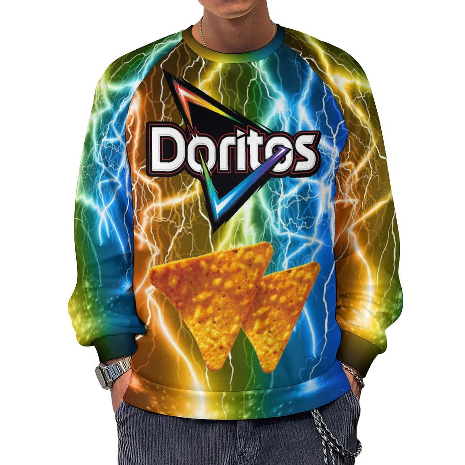 Doritos Sweater for Men, Fashion Round Neck Sweater, Casual Raglan ...
