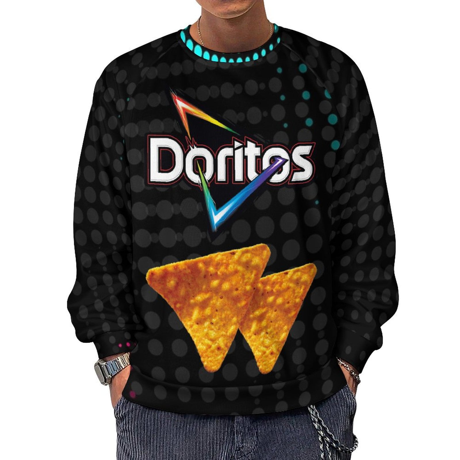 Doritos Sweater for Men, Fashion Round Neck Sweater, Casual Raglan ...