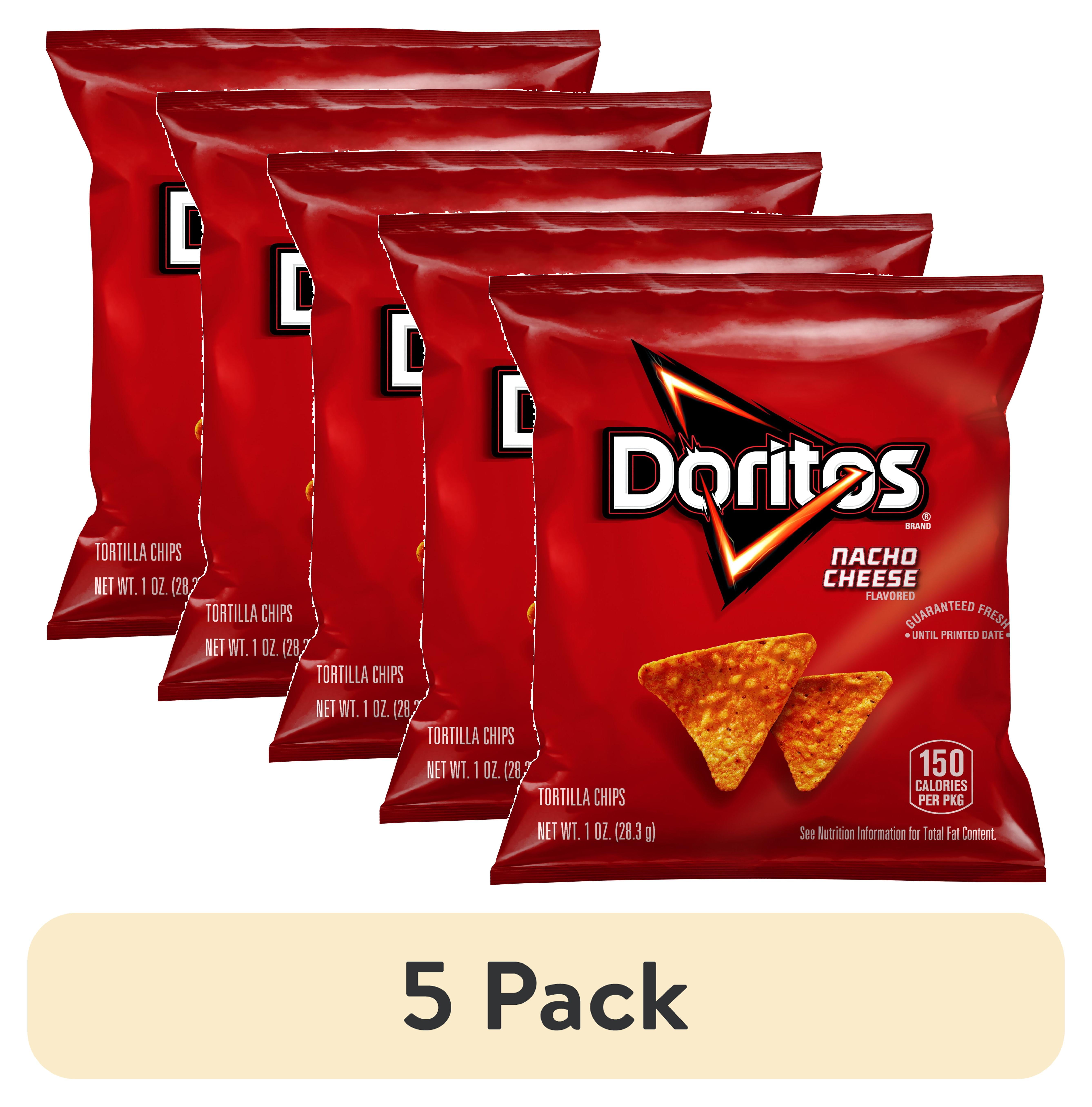 (5 pack) Doritos Tortilla Chips, Nacho Cheese, 1 oz Bag - Walmart.com
