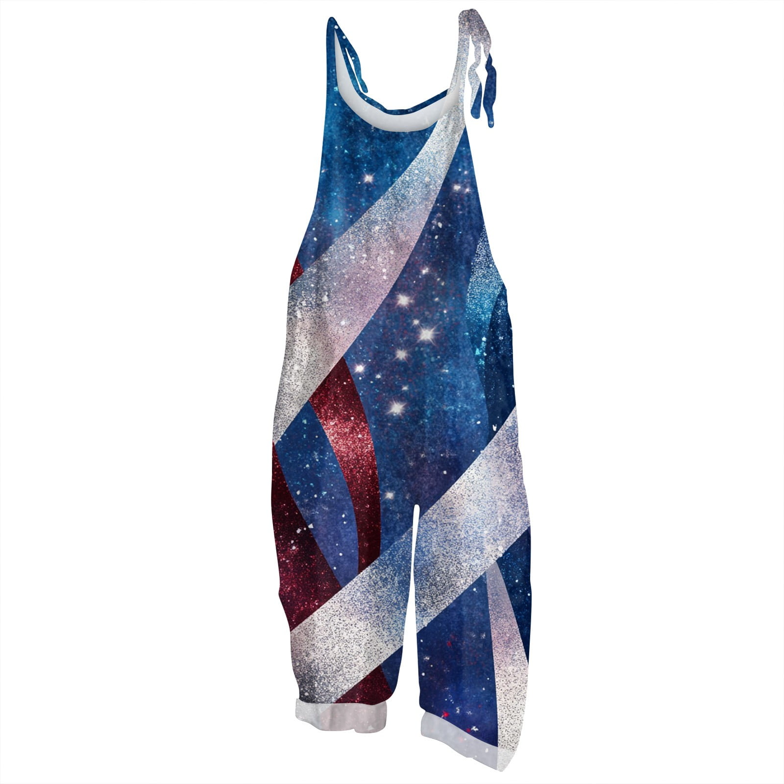 Dorkasm American Flag Overalls for Women Wide-Leg USA Flag Cotton Linen ...