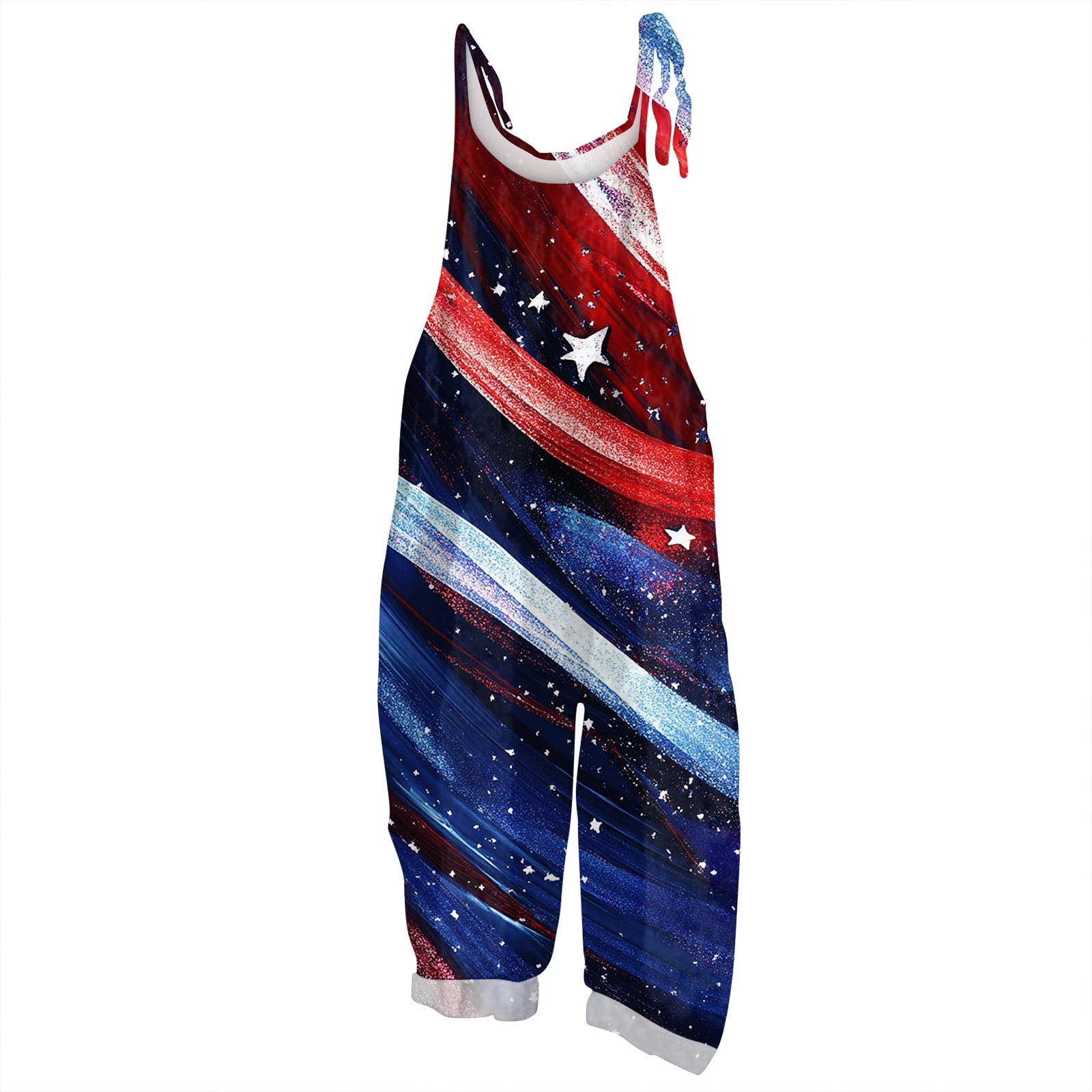 Dorkasm American Flag Overalls for Women Wide-Leg USA Flag Cotton Linen ...