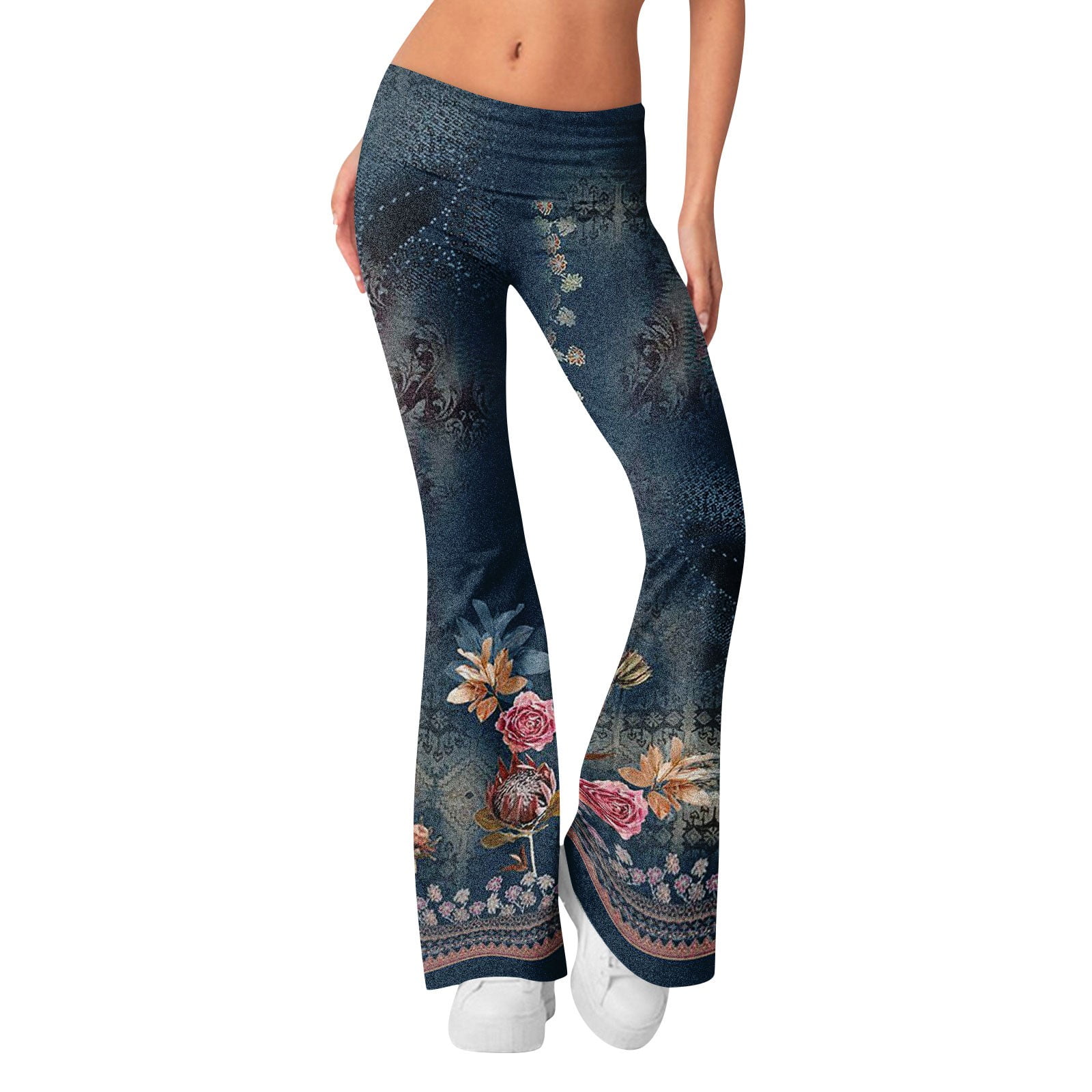 Dorkasm Flare Leggings Fold Over Low Rise Yoga Pants for Women Bootcut ...