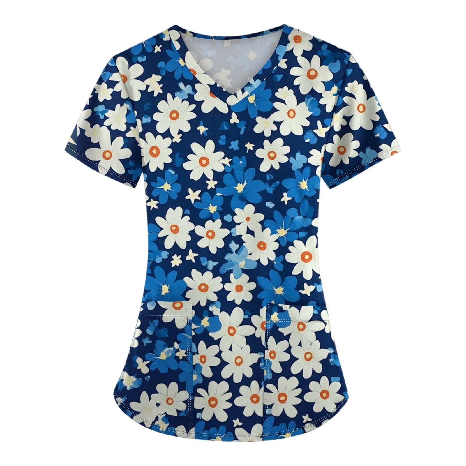 Dorkasm Memorial Day Scrub Tops Women Stretchy Dressy V-Neck Short ...