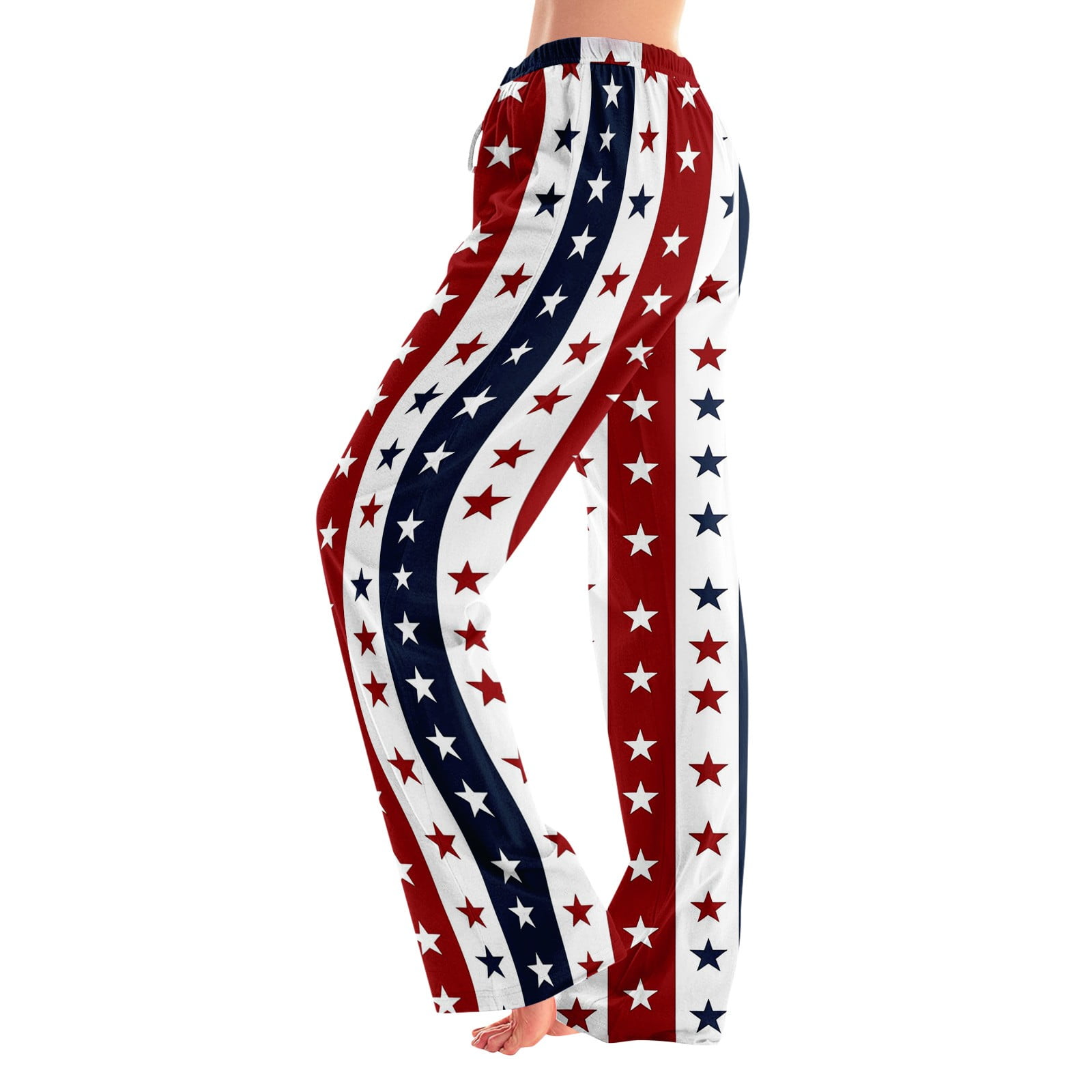 Dorkasm Patriotic Pants for Women USA Flag High Waisted Drawstring ...