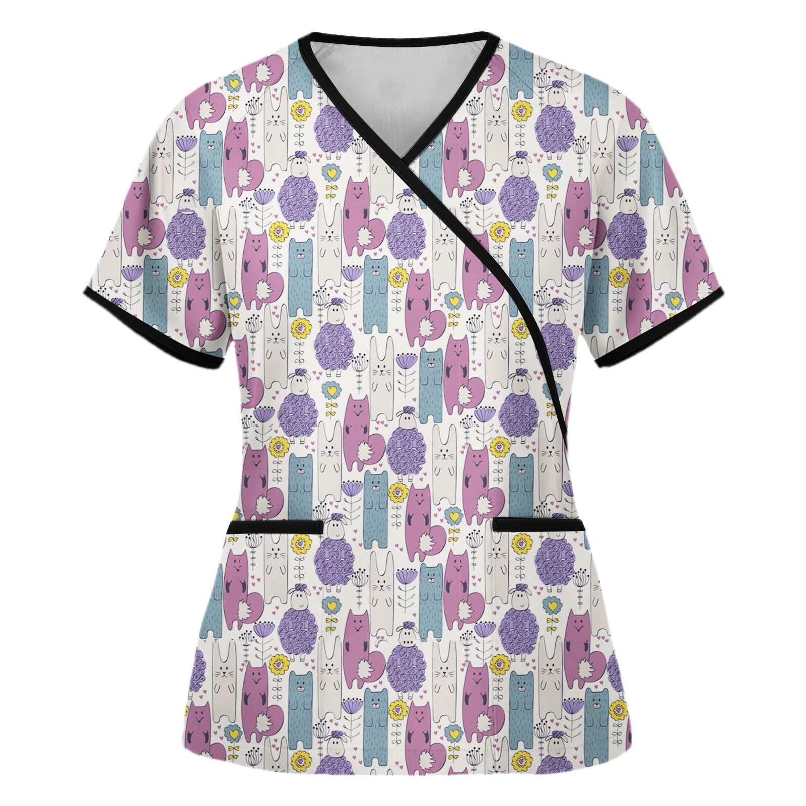 Dorkasm Scrub Tops Women Print Scrubs for Clearance Cartoon Nursing ...