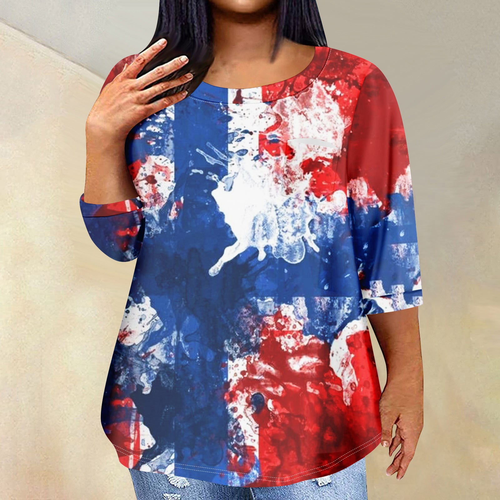 Dorkasm Women 4th Of July Tank Tops 3 4 Sleeve Crew Neck Womens T