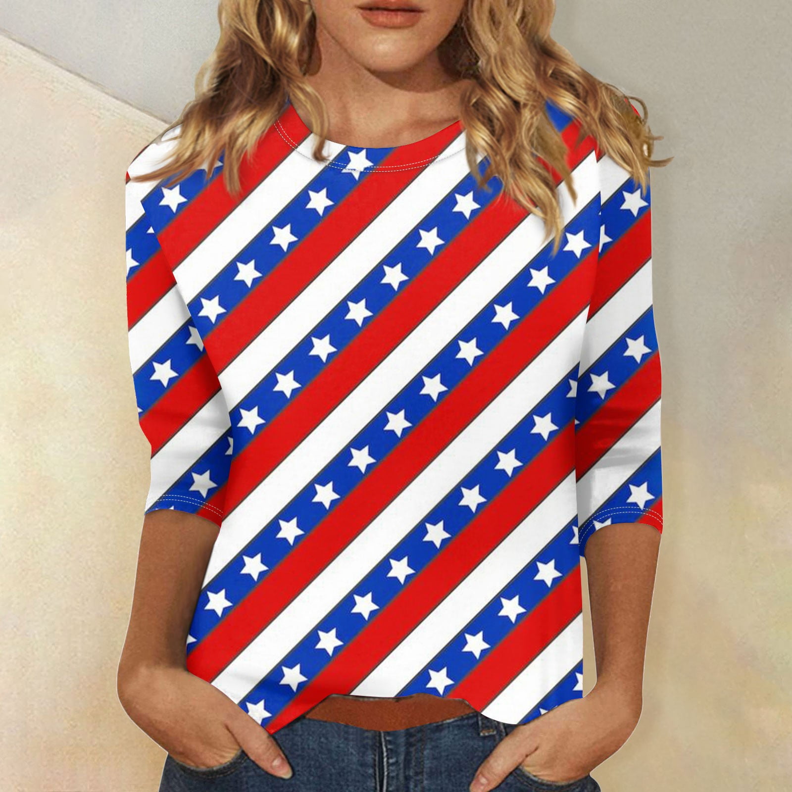 Dorkasm Women 4th Of July Tank Tops 3 4 Sleeve Crew Neck Womens Tshirts