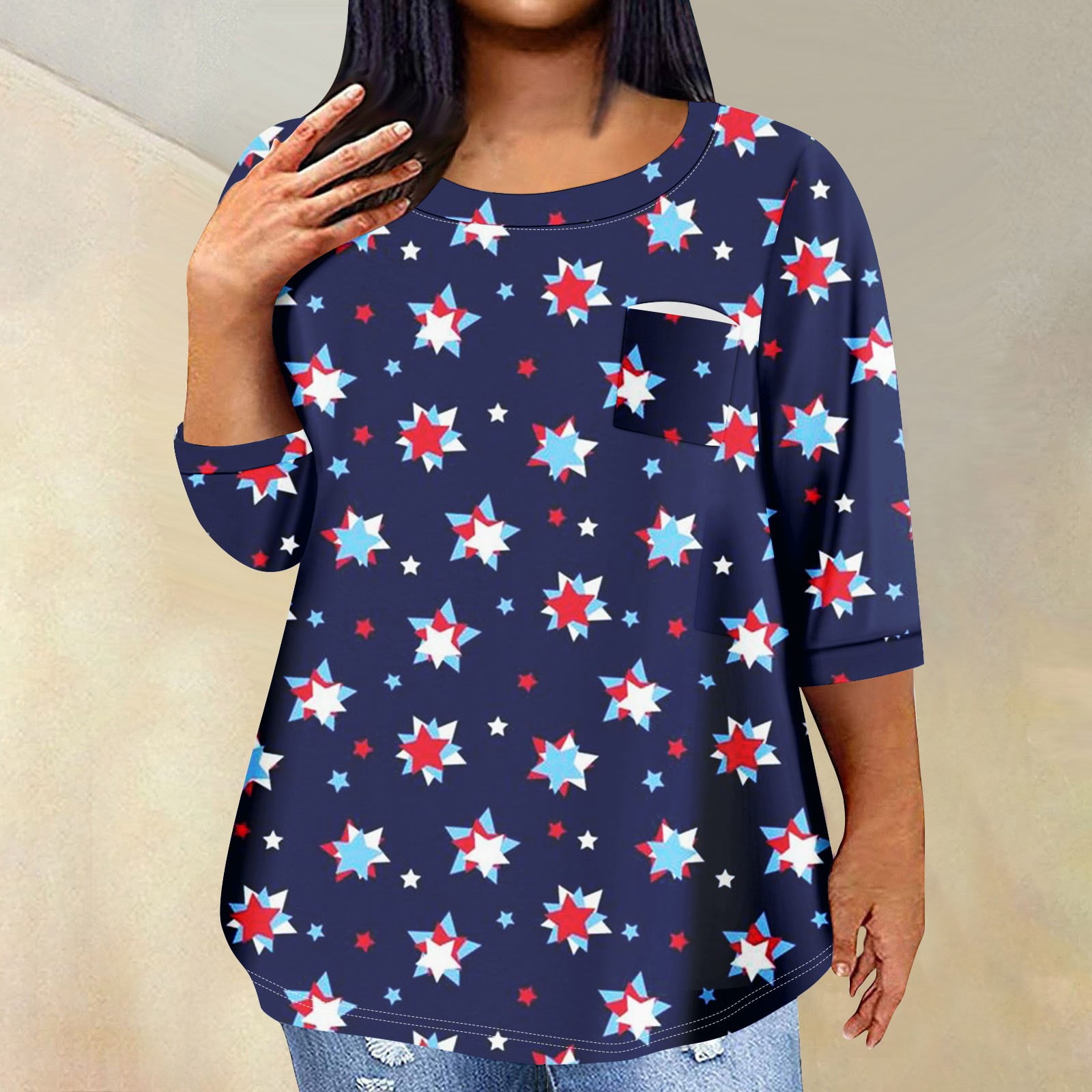 Dorkasm Women 4th Of July Tops 3 4 Sleeve Crew Neck Womens T Shirt Usa
