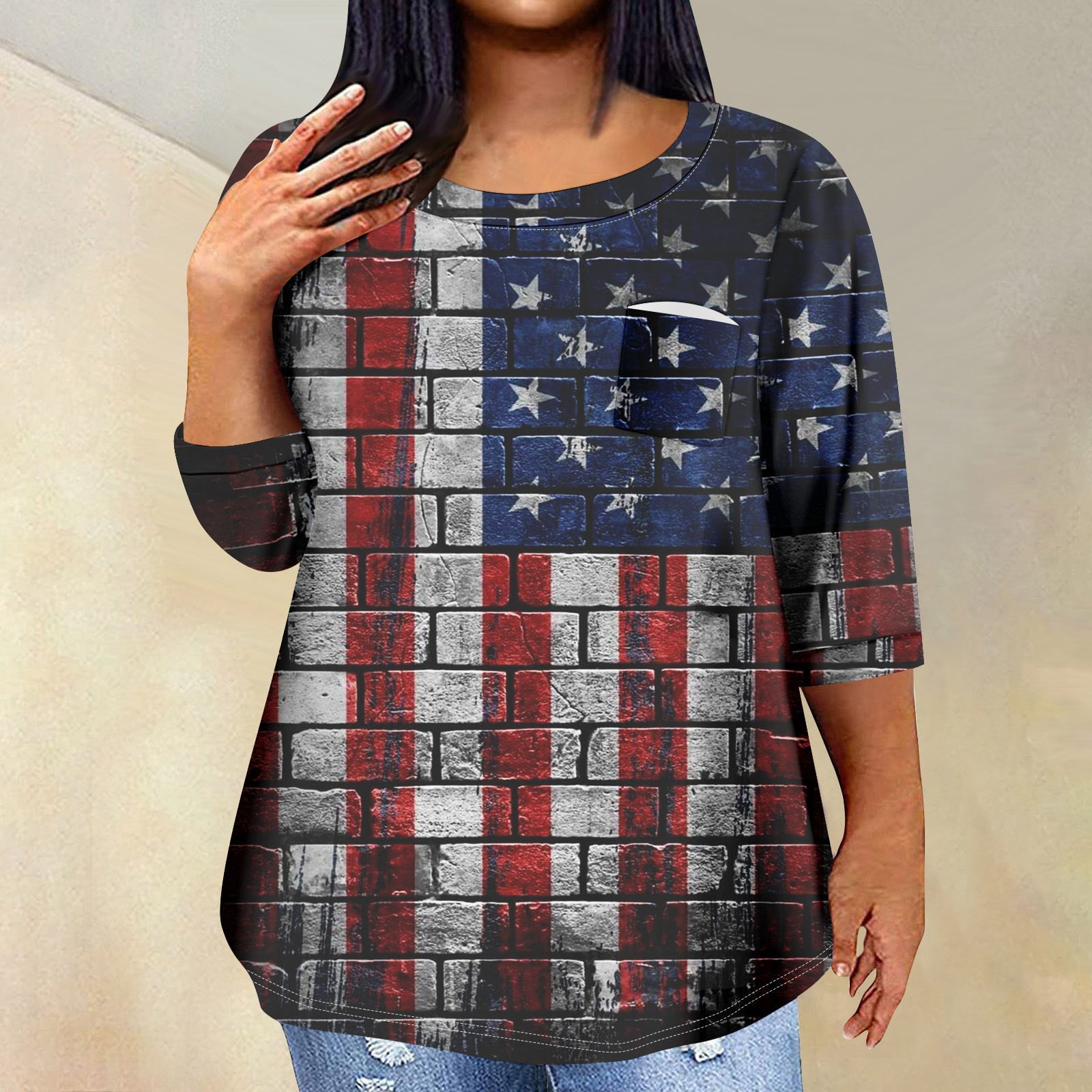 Dorkasm Women 4th Of July Tops 3 4 Sleeve Crew Neck Womens T Shirt Usa