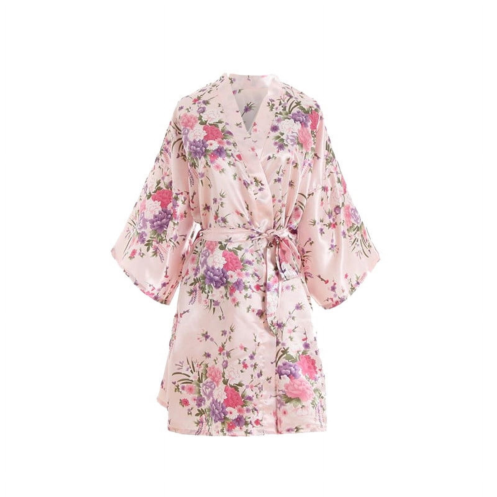 Dorkasm Women Kimono Robe Silk Long Printed Peacock Robes Satin ...