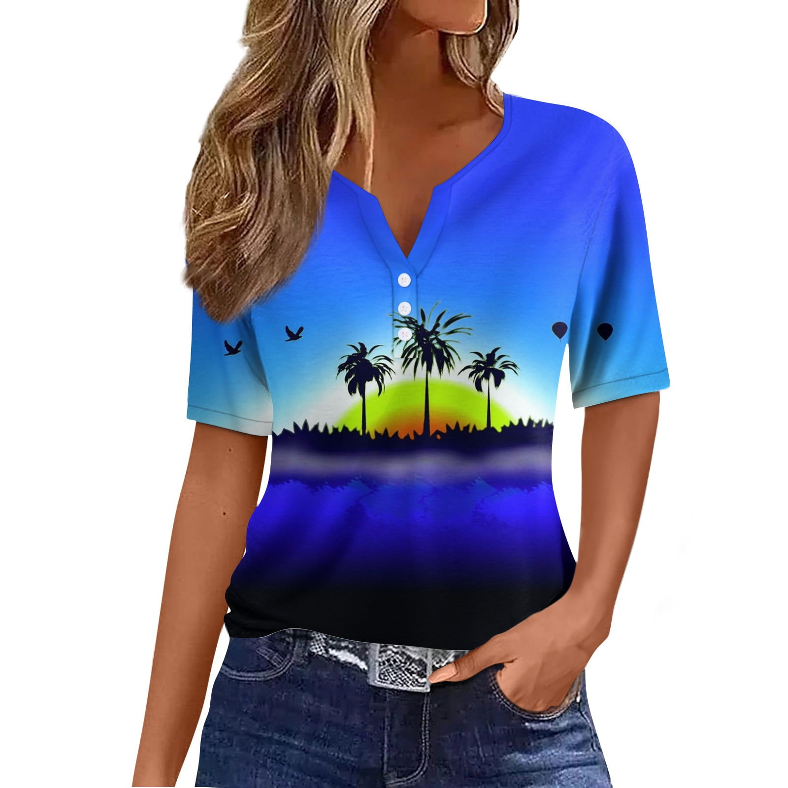 Dorkasm Women's Plus Size Hawaiian Shirts Short Sleeve Casual Floral ...