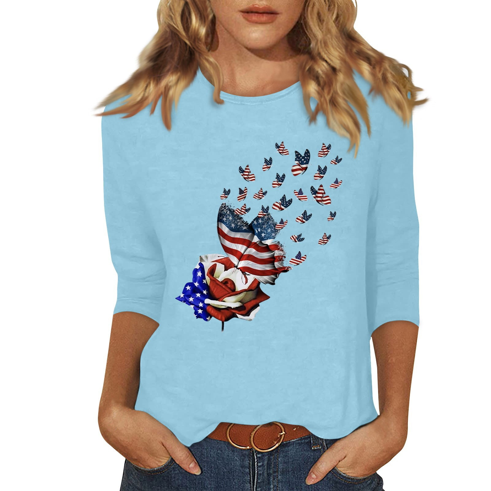 Dorkasm Womens 4th Of July Tops Plus Size Independence Day Usa Flag T